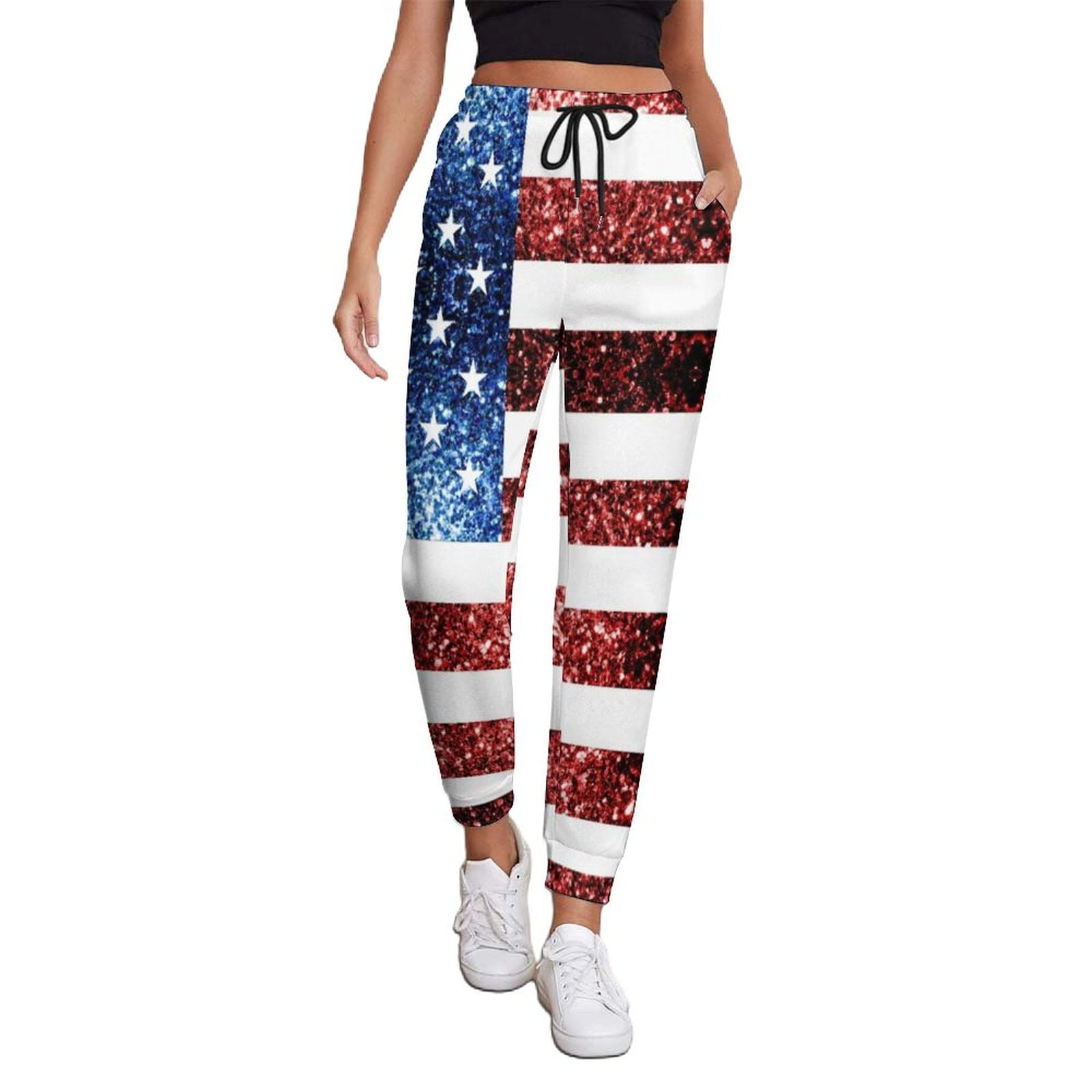 American Flag Patriotic Pants Female Stars and Stripes Capri Aesthetic ...