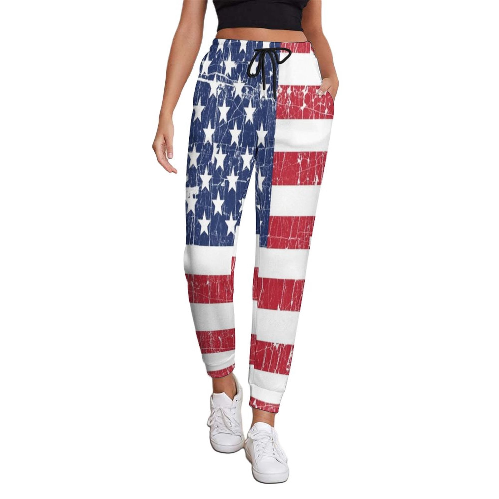 American Flag Patriotic Pants Female Stars and Stripes Capri Aesthetic ...