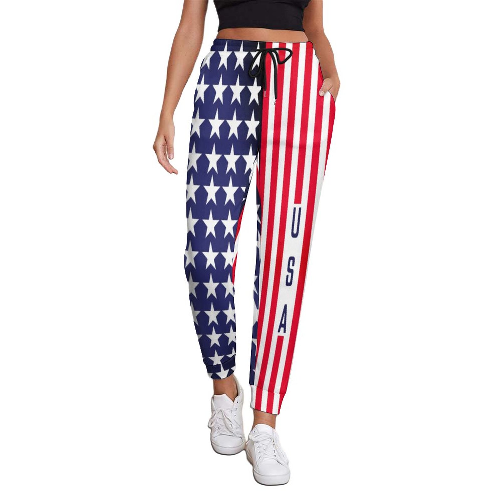 American Flag Patriotic Pants Female Stars and Stripes Capri Aesthetic ...