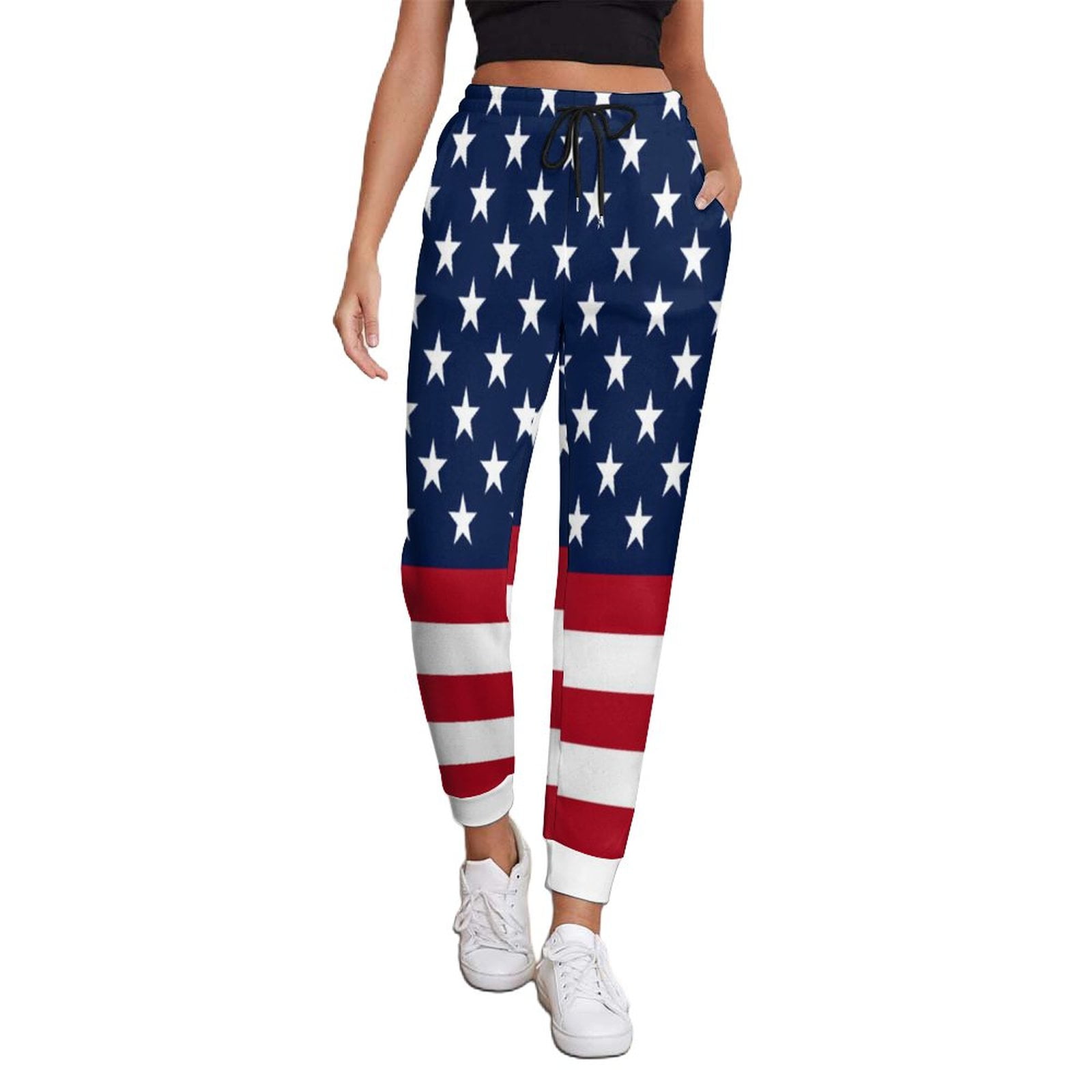 American Flag Patriotic Pants Female Stars and Stripes Capri Aesthetic ...