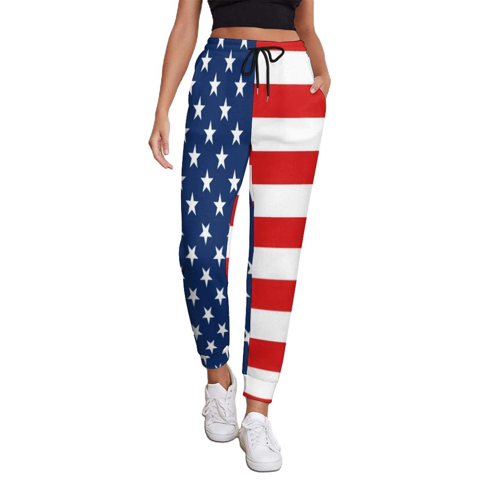 American Flag Patriotic Pants Female Stars and Stripes Capri Aesthetic ...