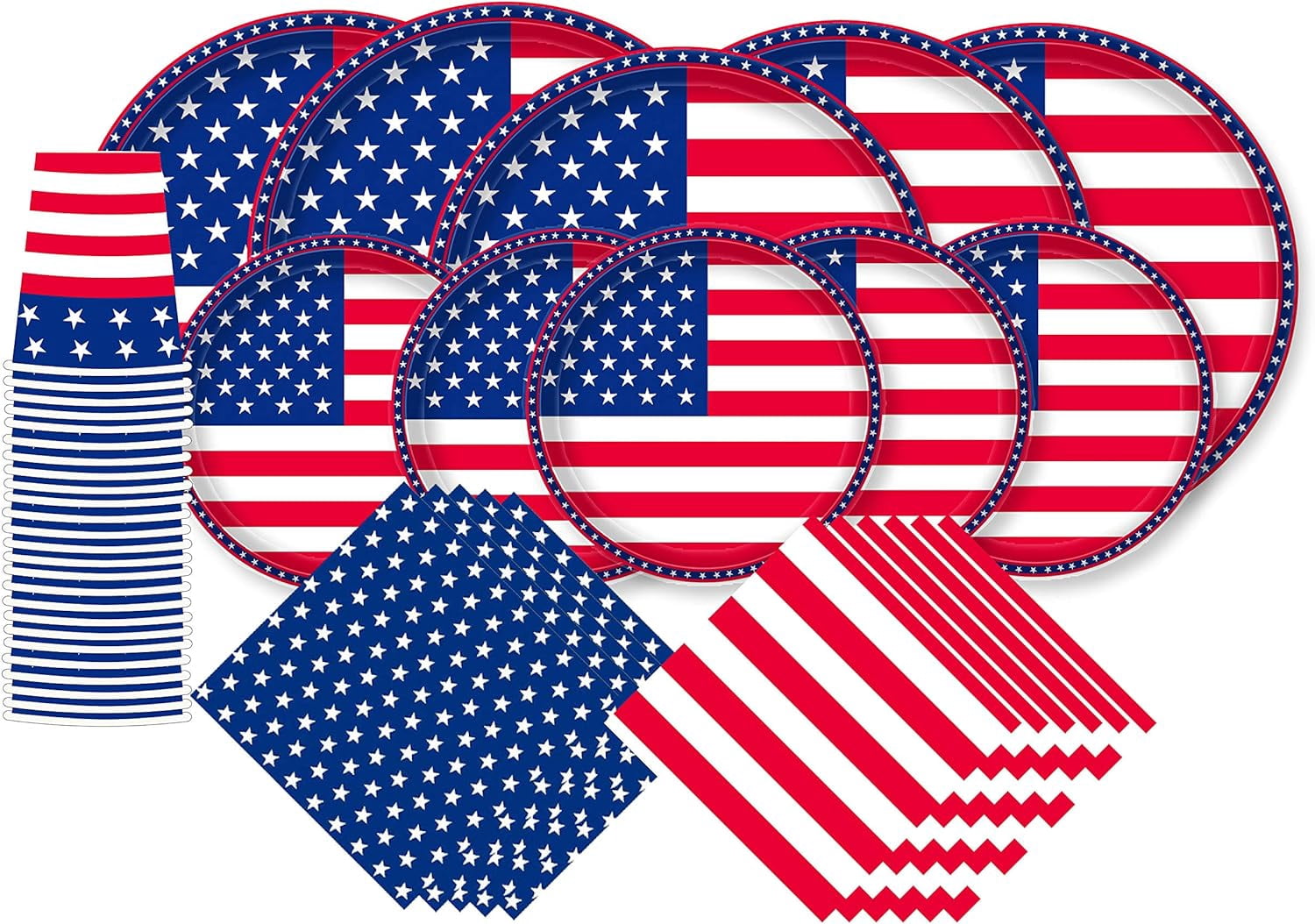 American Flag Patriotic Party Supplies Disposable Napkins Paper Plates ...