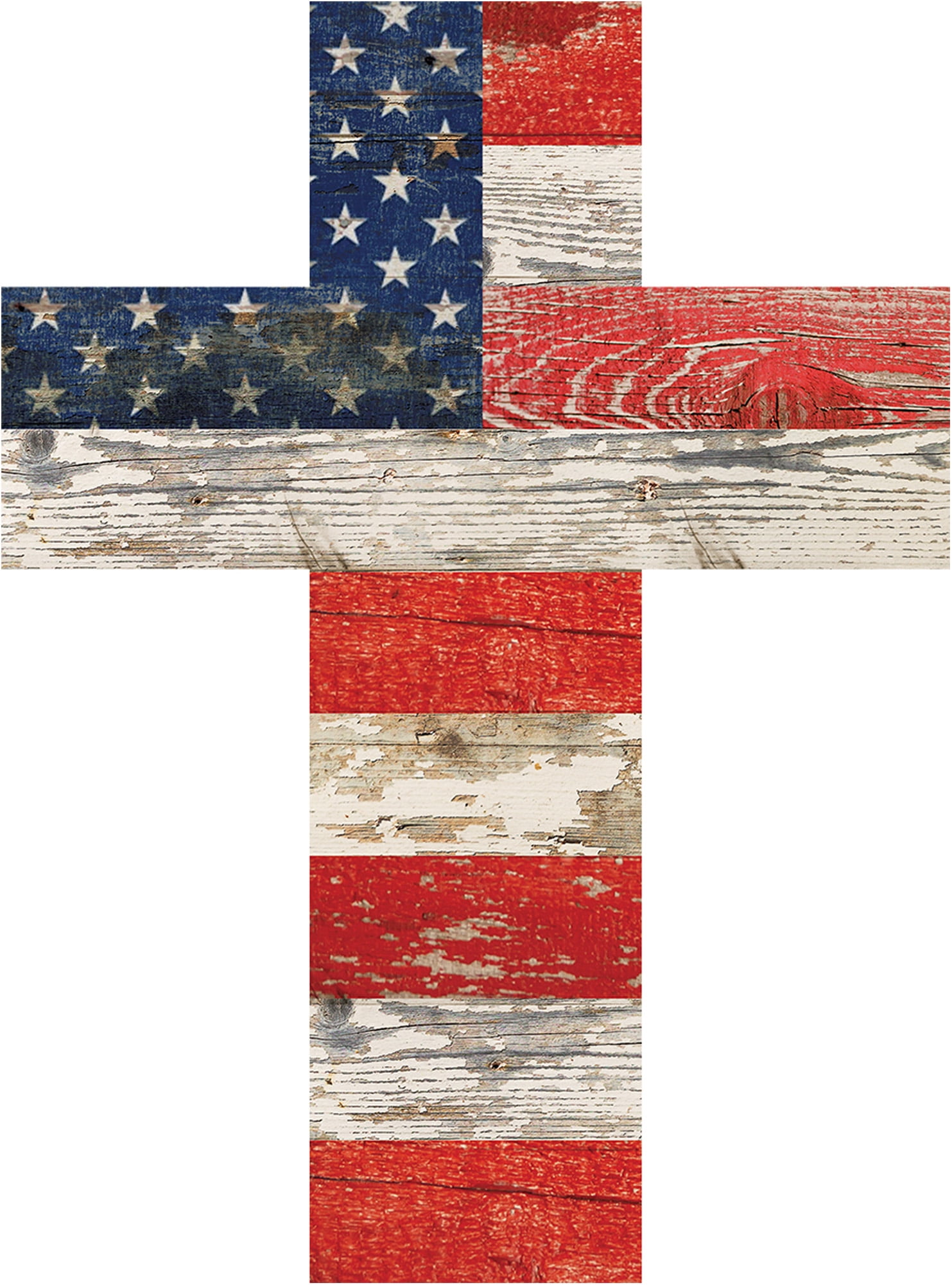 American Flag Patriotic Red White and Blue Crackled Design 14 x 10 Wood ...