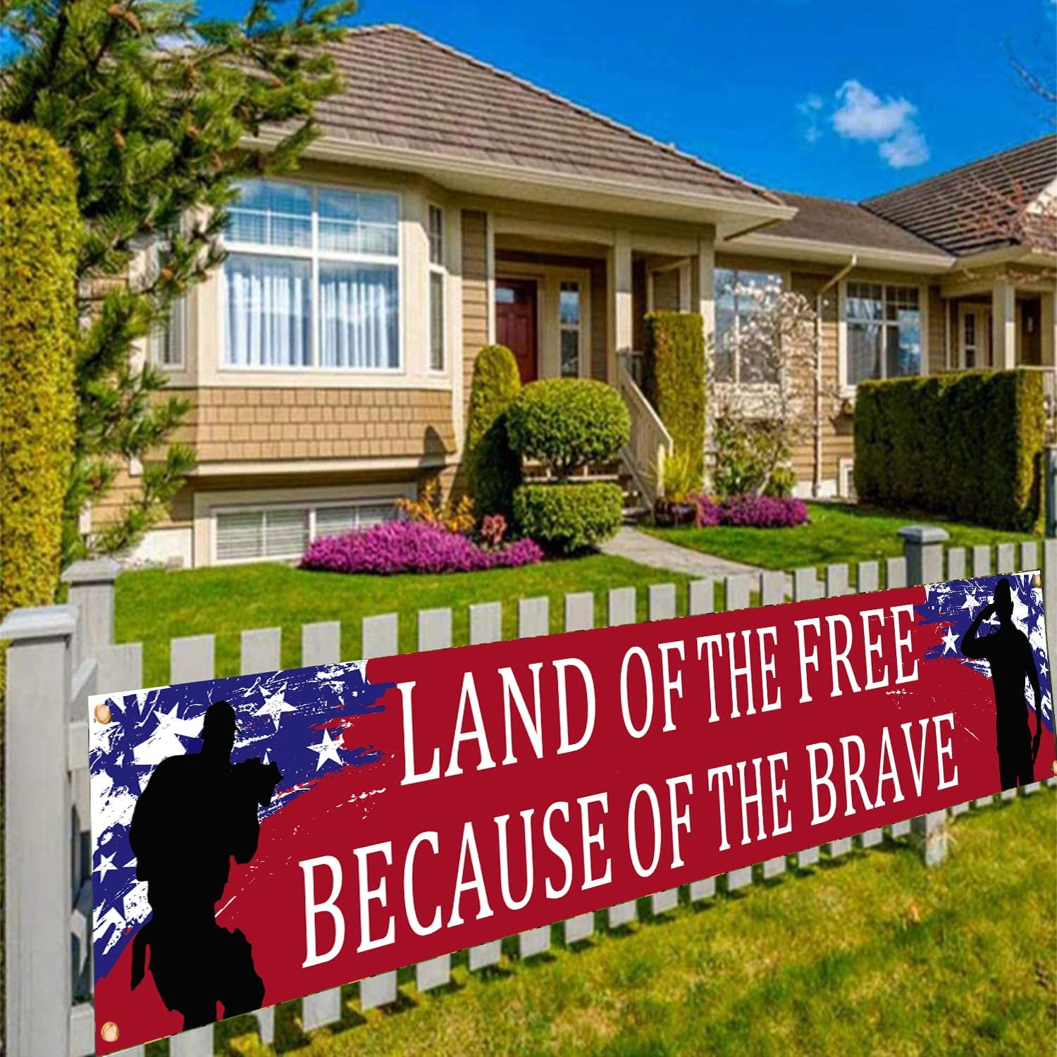 American Flag Patriotic Soldier Free&Brave Banner, Patriotic Theme ...