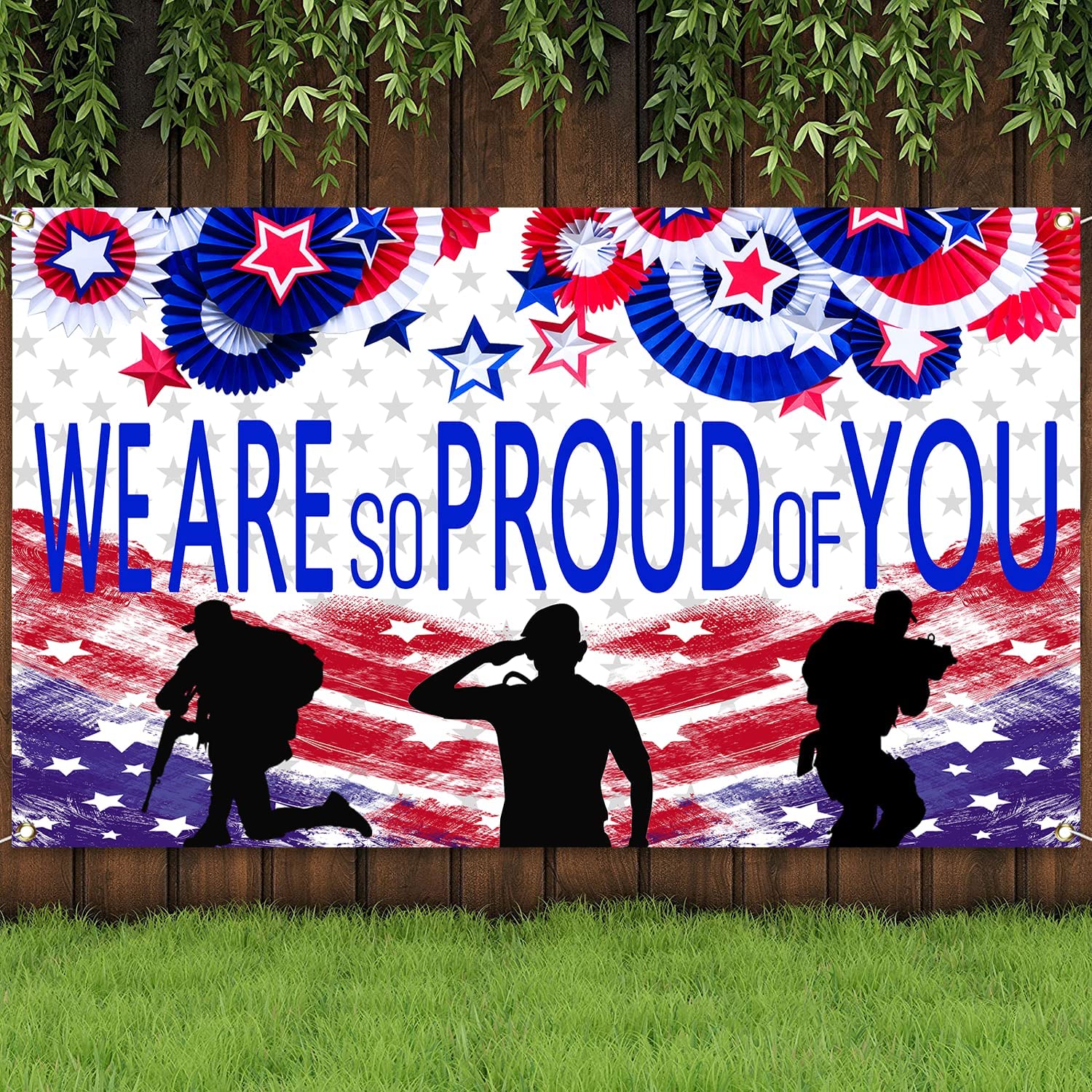 American Flag Patriotic Soldier Proud of You Backdrop, Patriotic ...