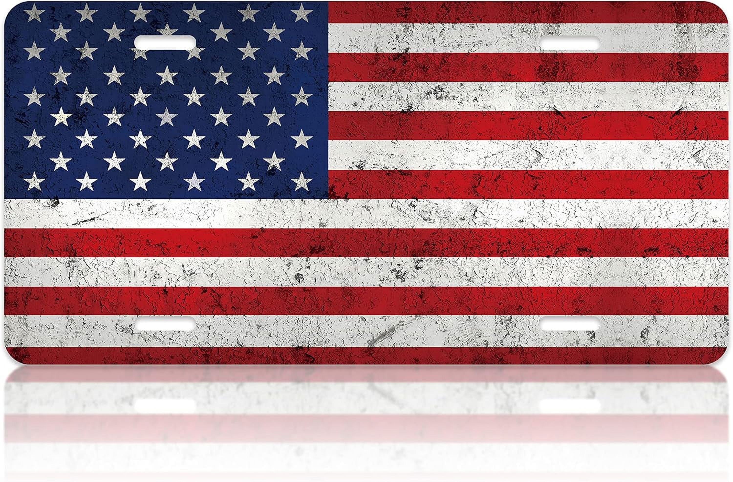 American Flag Patriotic US Car Front License Plate Cover USA Flag ...