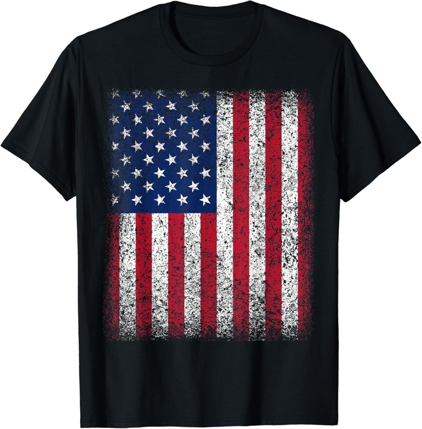 American Flag Patriotic USA Flag Red White Blue Distressed T-Shirt-M ...
