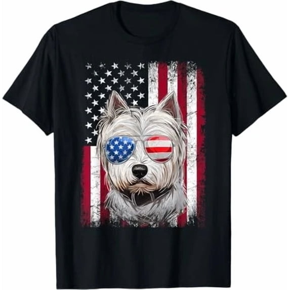 American Flag Patriotic Westie Dog Lover 4Th Of July T-Shirt - Walmart.com