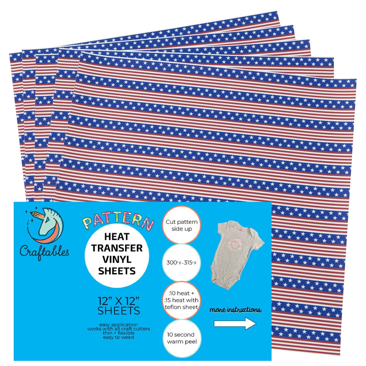 American Flag Pattern HTV Heat Transfer Craft Vinyl for T shirts and ...