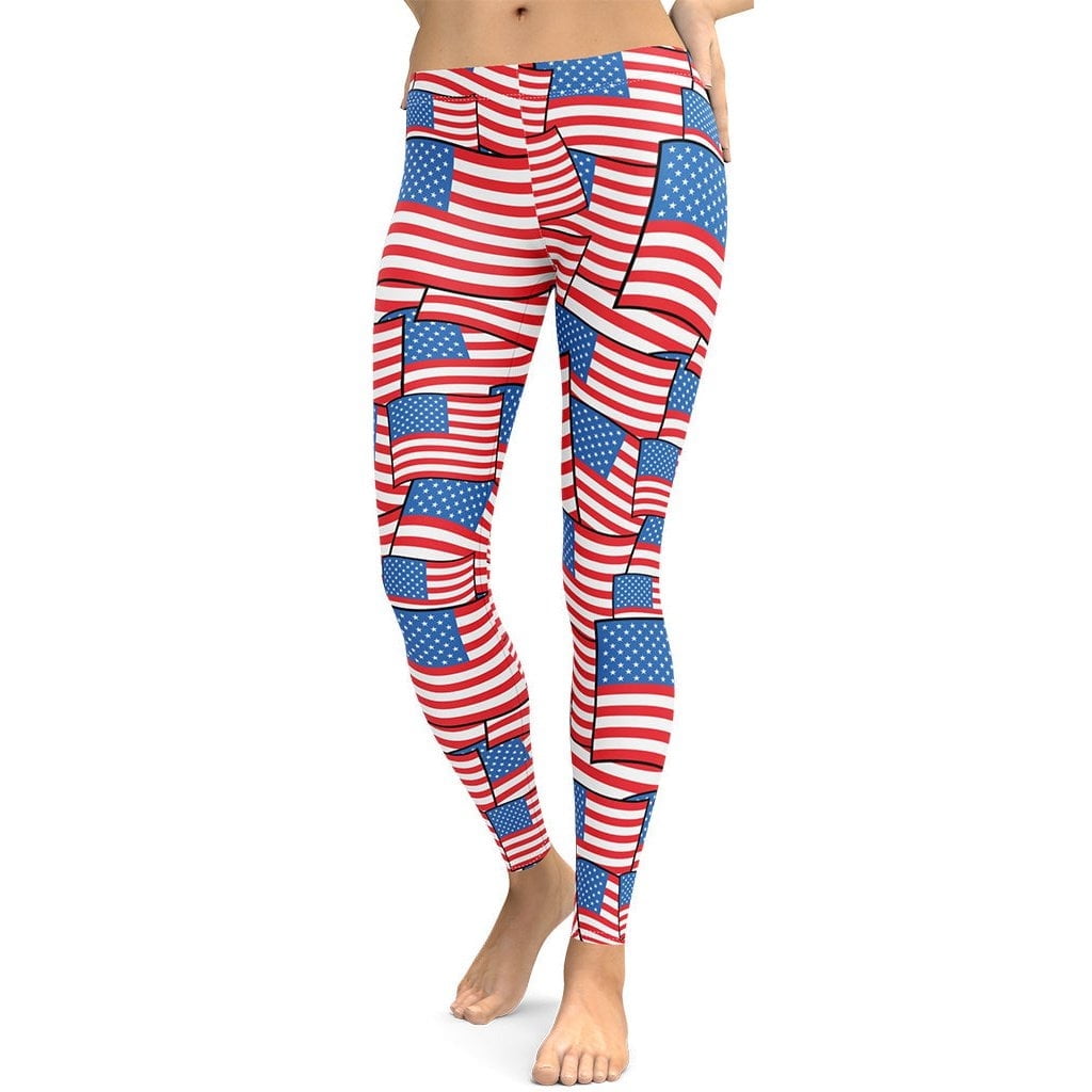 American Flag Pattern Leggings Size: XL for Women | FIERCEPULSE ...