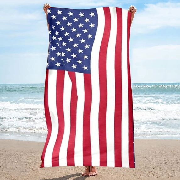 American Flag Pattern Sand Free Beach Towel, Quick Dry Absorbent Fabric ...