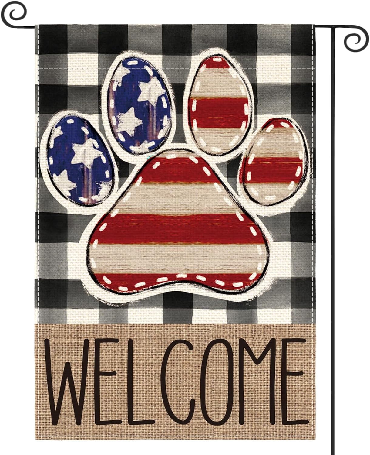 American Flag Paw Print Patriotic 4th of July Garden Flag 12x18 Inch ...