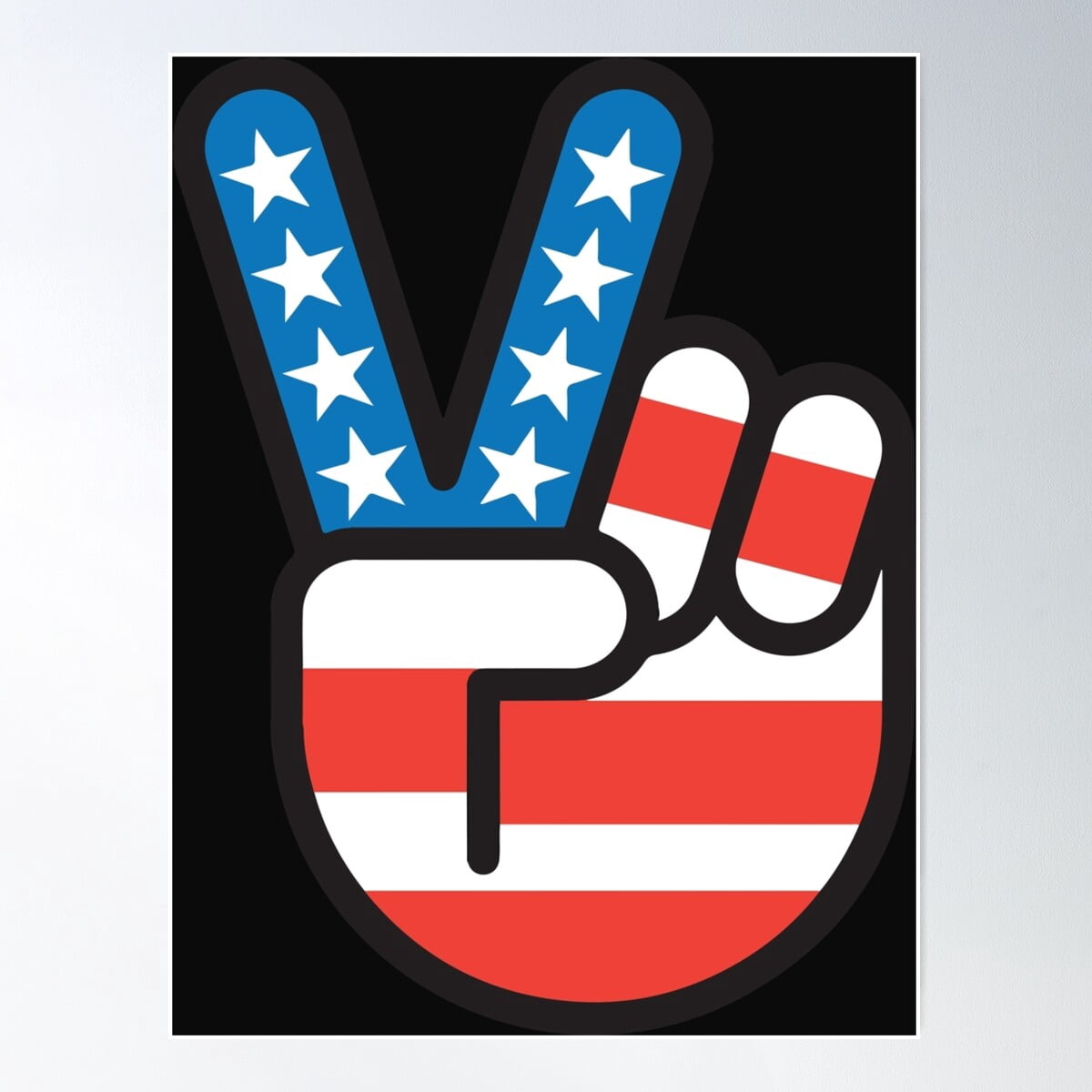 American Flag Peace Sign Hand 4Th July Art Unframed Canvas 8x10in ...