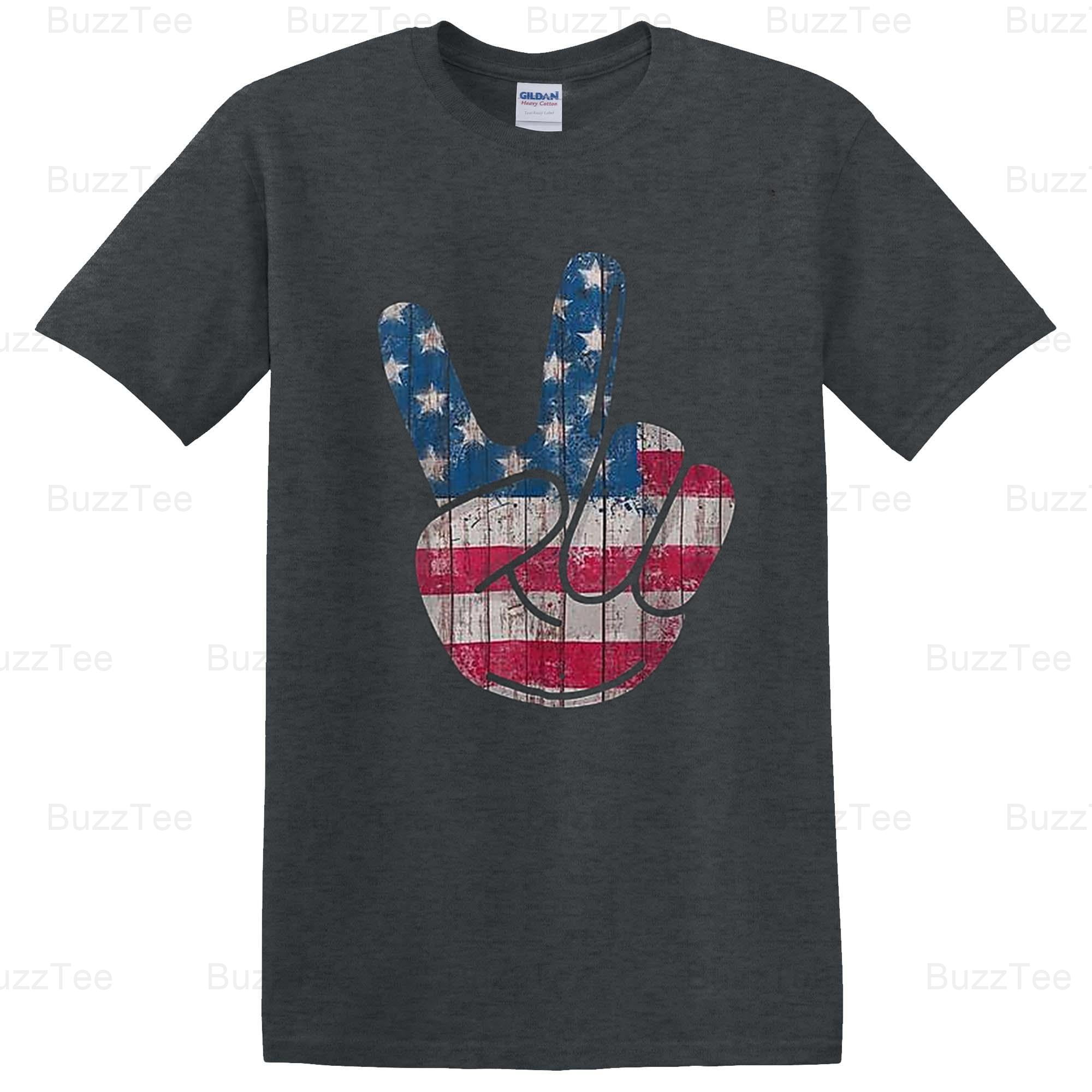 American Flag Peace Sign Hand 4th Fourth Of July Hippie Patriotic T ...