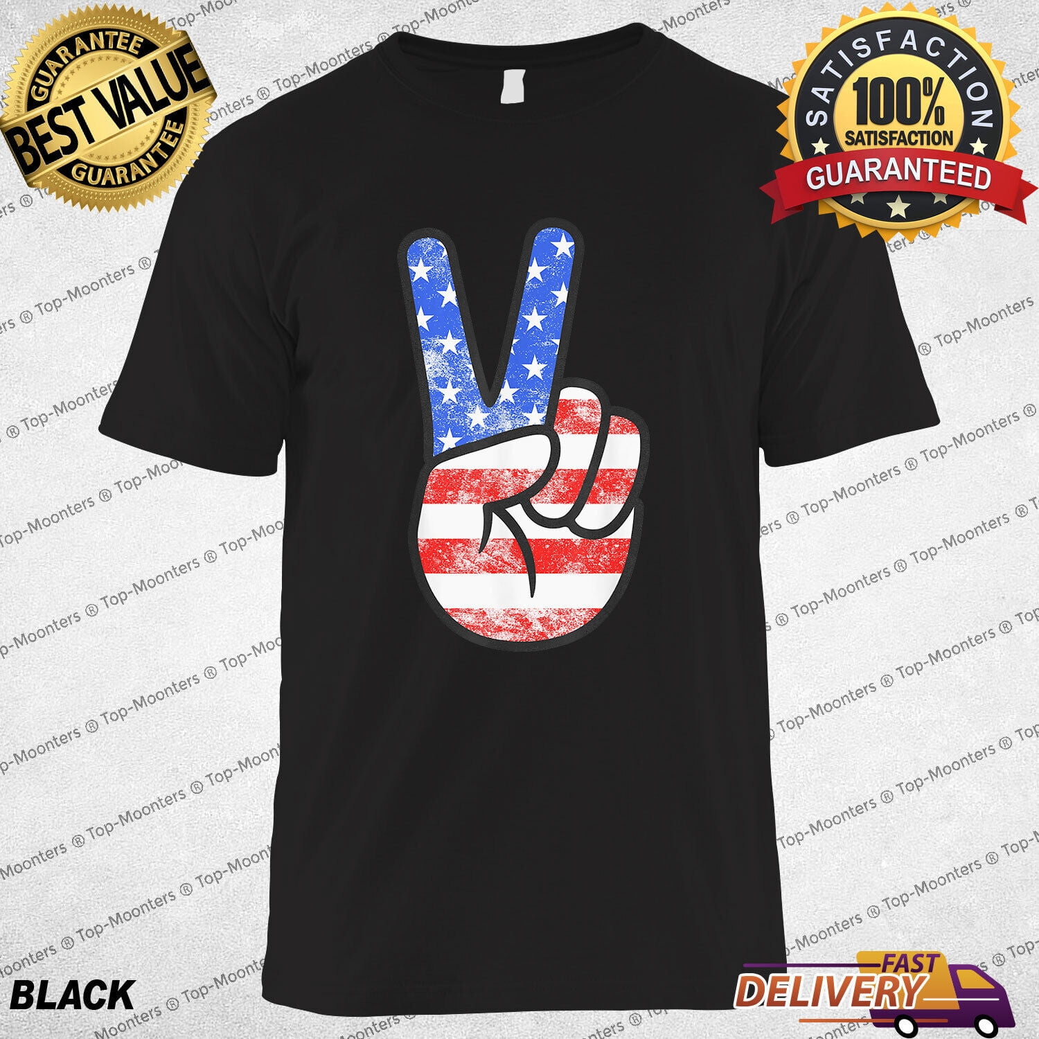 American Flag Peace Sign Hand T-Shirt Special gift For Men Women, Tee ...