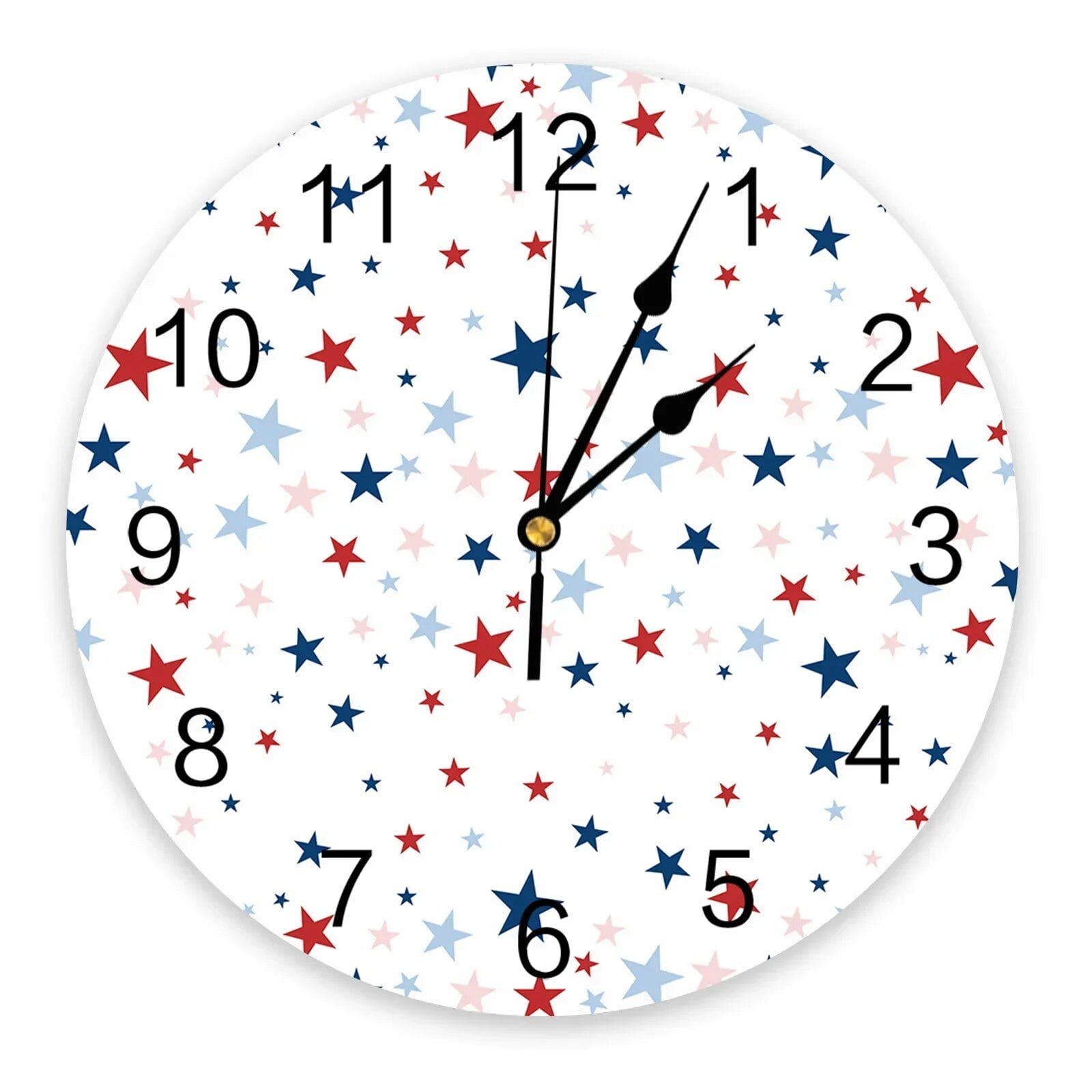 American Flag Pentagram Berries Retro Living Room Clock Wall Round ...