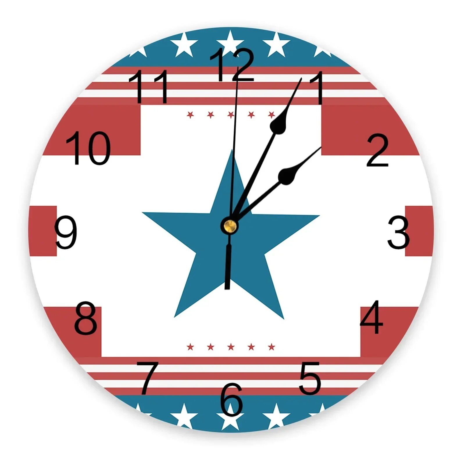 American Flag Pentagram Berries Retro Living Room Clock Wall Round ...