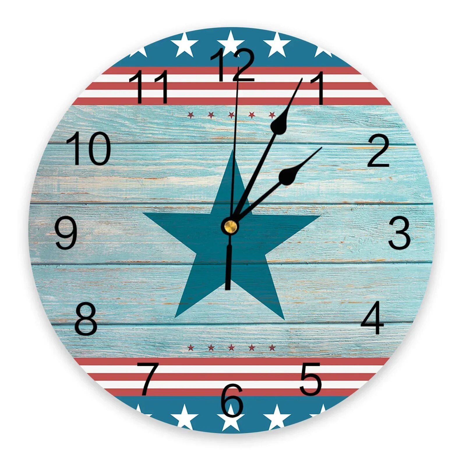American Flag Pentagram Berries Retro Living Room Clock Wall Round ...