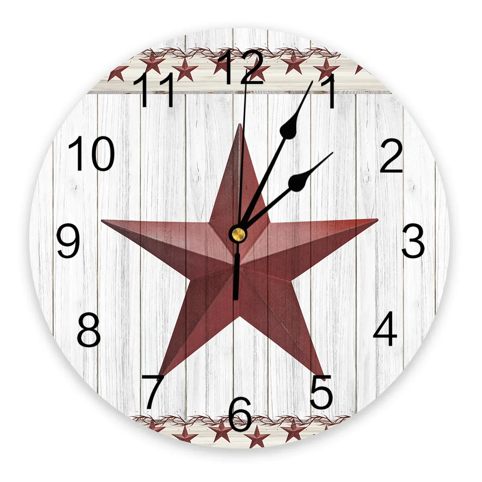 American Flag Pentagram Berries Retro Living Room Clock Wall Round ...