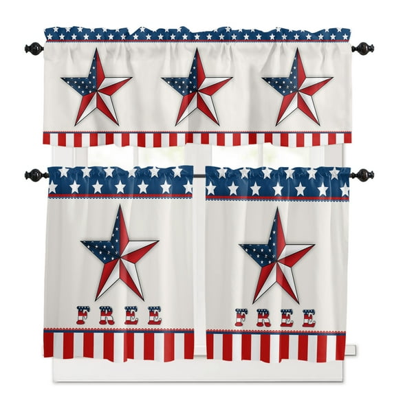 American Flag Pentagram Kitchen Curtains Valances and Tiers Free ...
