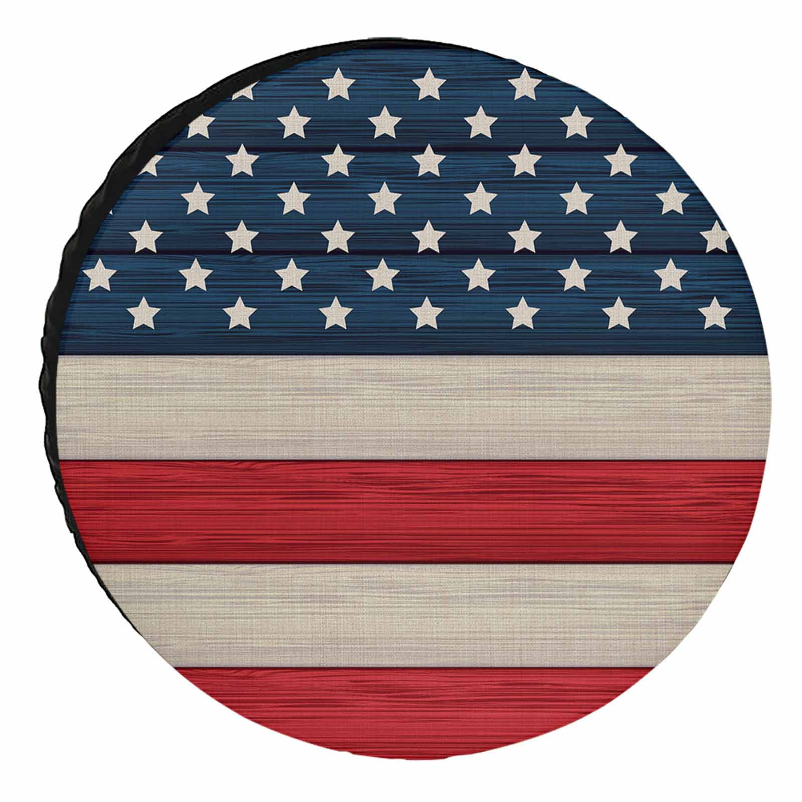 American Flag Pentagram Star Red Blue Striped Wood Grain Spare Tire ...