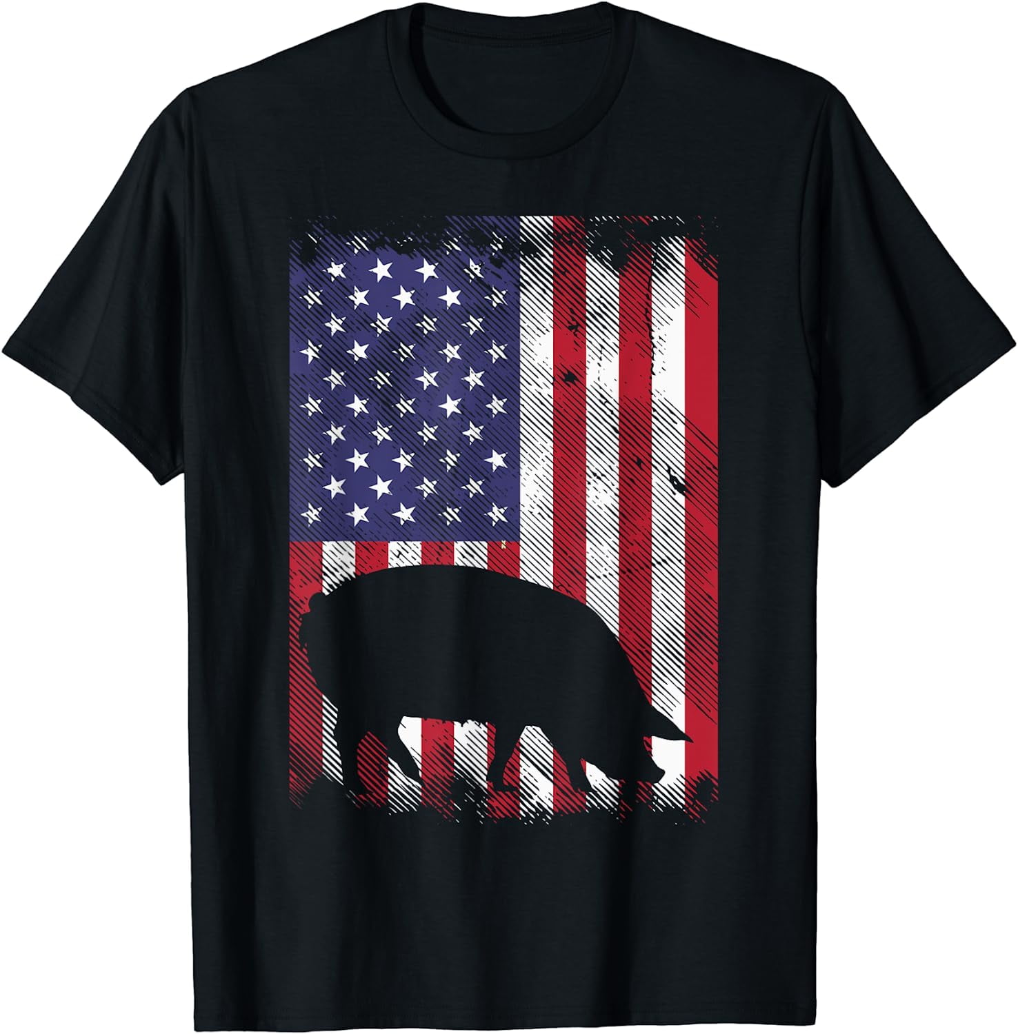 American Flag Pig Vintage Farm Animal Patriotic Farmer Gift T-Shirt ...