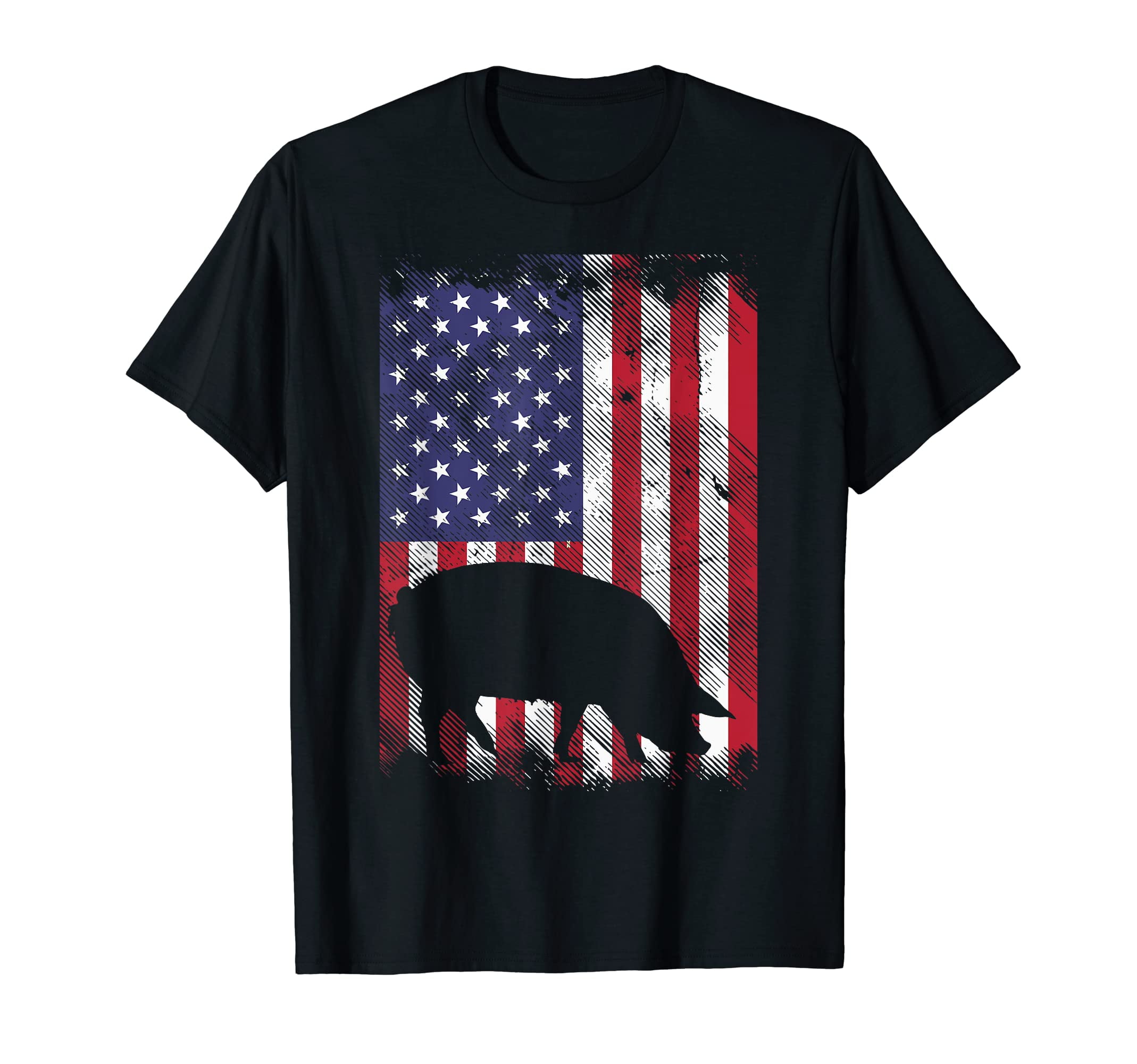 American Flag Pig Vintage Farm Animal Patriotic Farmer Gift T-Shirt ...