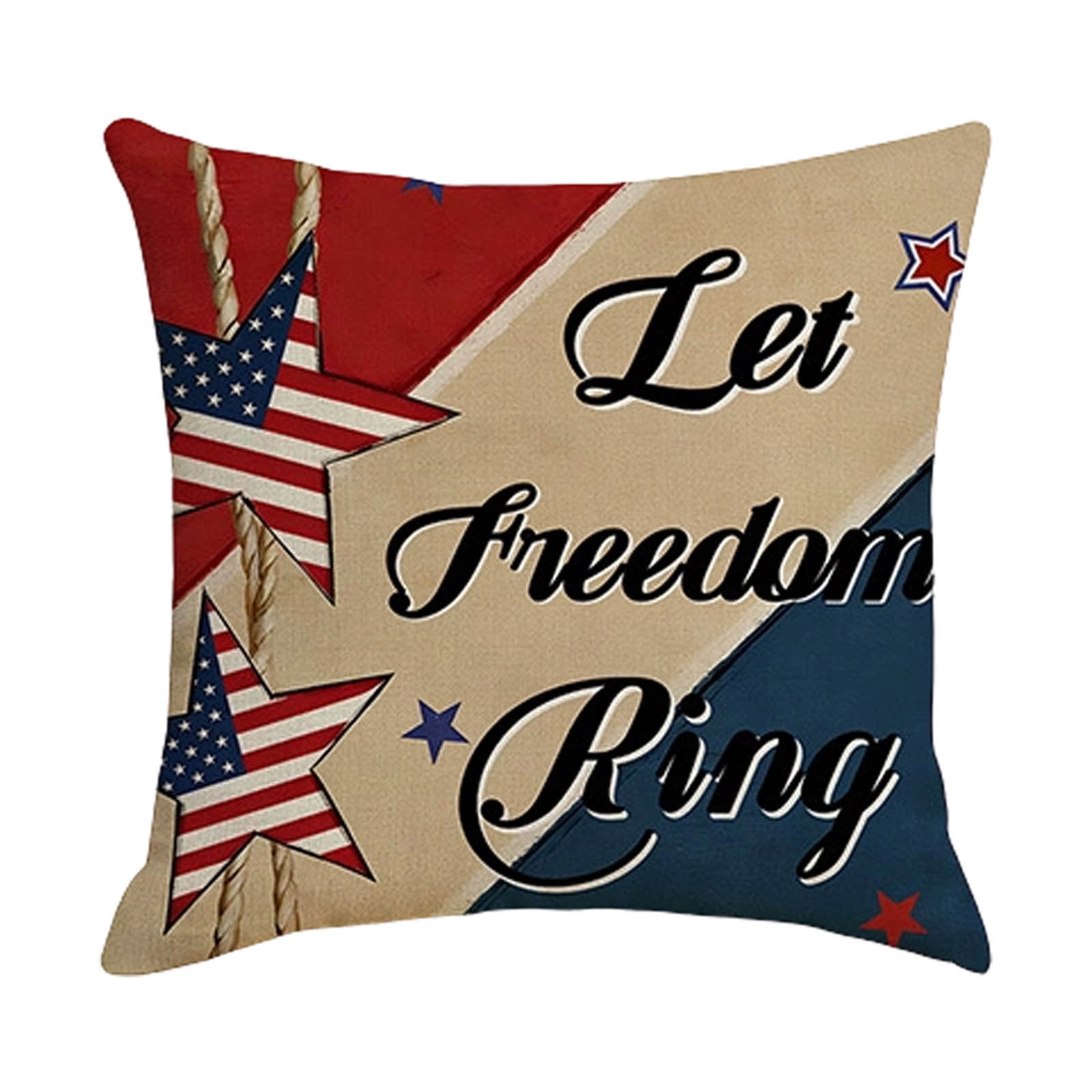 American Flag Pillow Cover, 45x45cm Patriotic Linen Throw Pillowcase ...