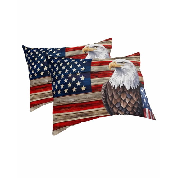 American Flag Pillow Covers King Size 2 Pack, Vintage Eagle Blue Red ...