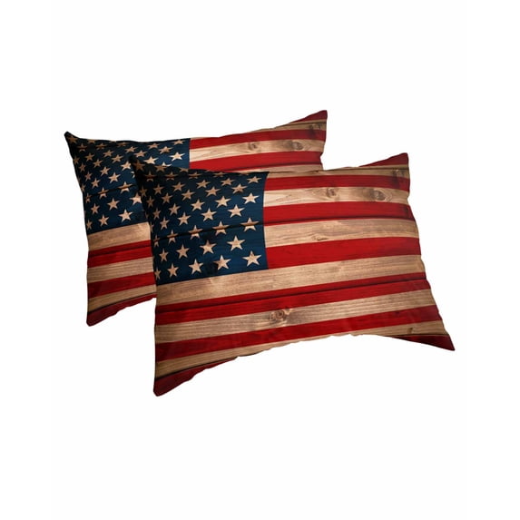 American Flag Pillow Covers Standard Size 2 Pack, Blue Red USA Flag ...