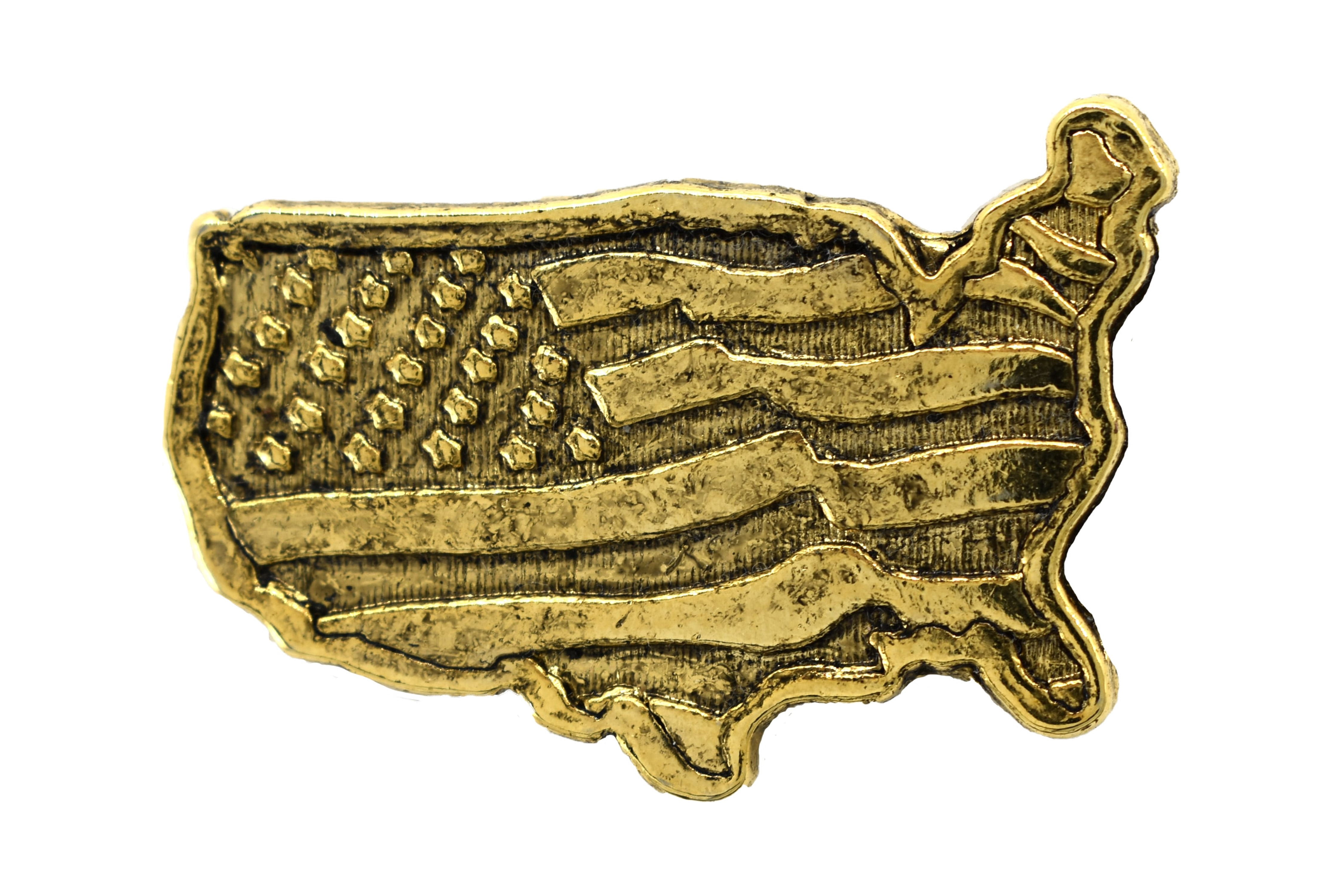 American Flag Pin, Patriotic, Outline of America, Gold Plated, Metal ...