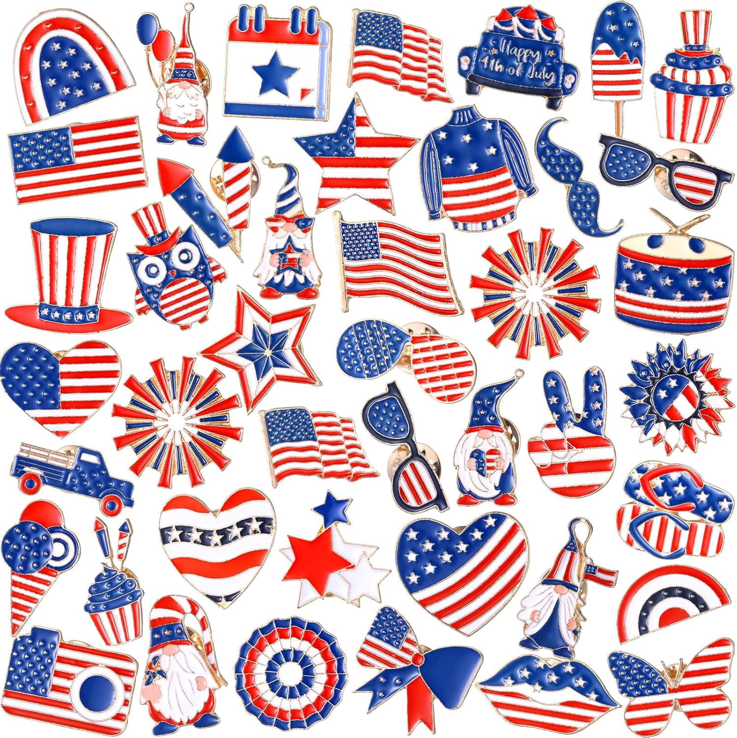 American Flag Pins - 40 Pcs Giegxin 4th of July Lapel Pins, USA ...