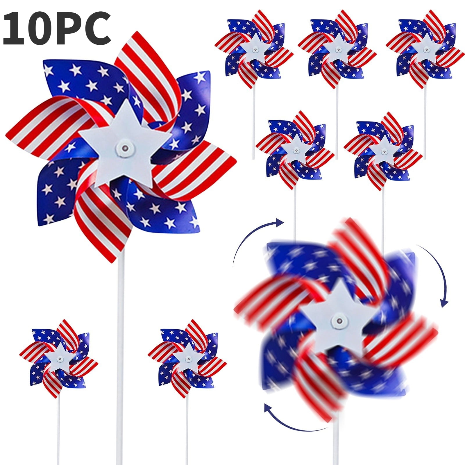 American Flag Pinwheel - Set of 10 Pieces of These Eye-Catching Garden ...