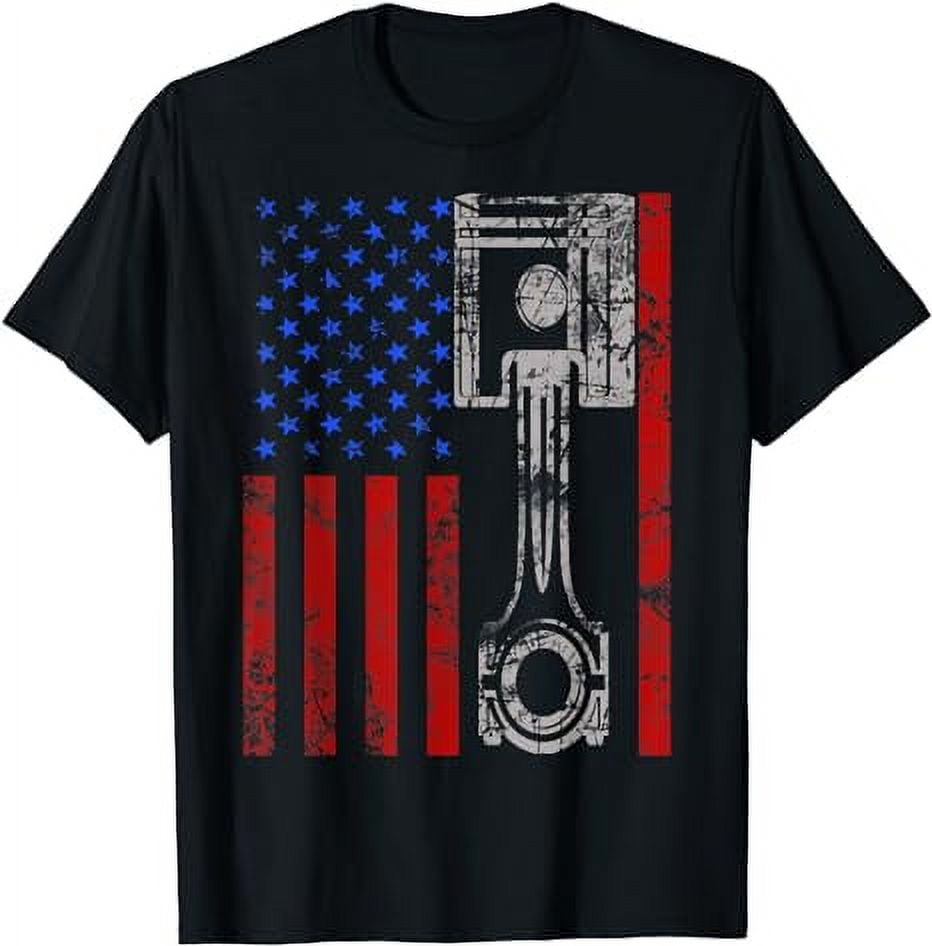 American Flag Piston Muscle Car Patriotic Vintage T-Shirt - Walmart.com