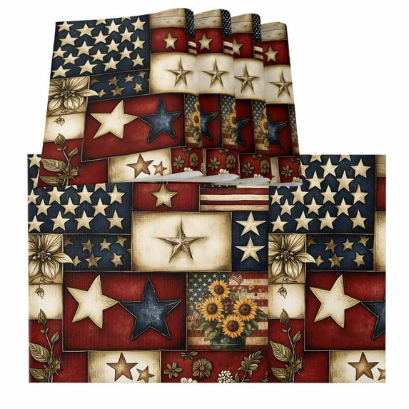 American Flag Placemats for Dinning Table Set of 4, Texas Star ...