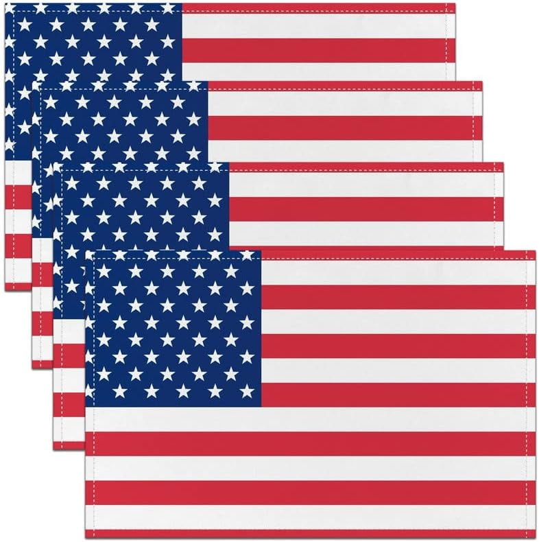 American Flag Placemats Set of 4 Kids,Stripe Red White Table Place Mats ...