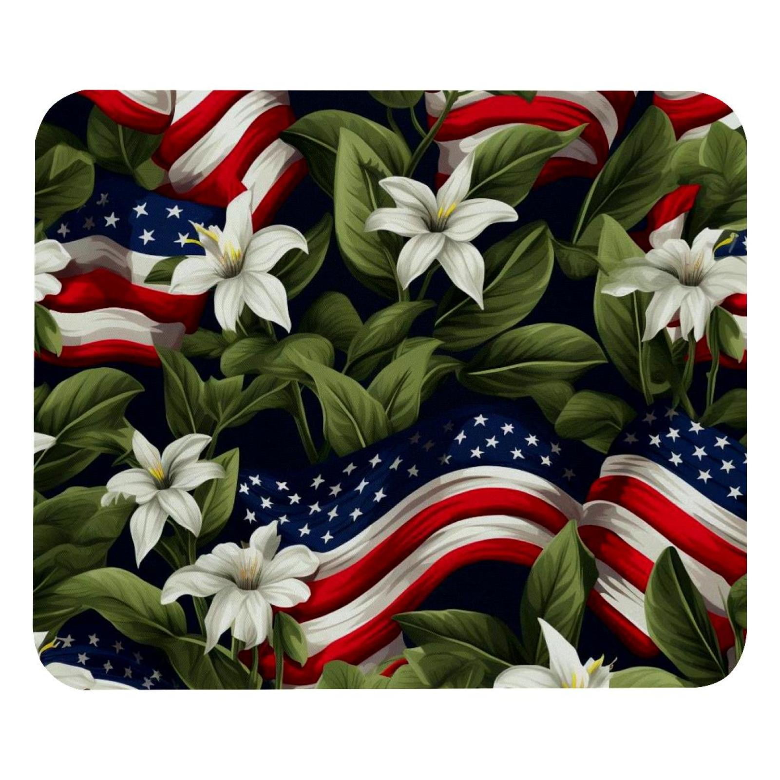 American Flag Plant Computer Mouse Pad,Rubber Mouse Mat for Gaming ...