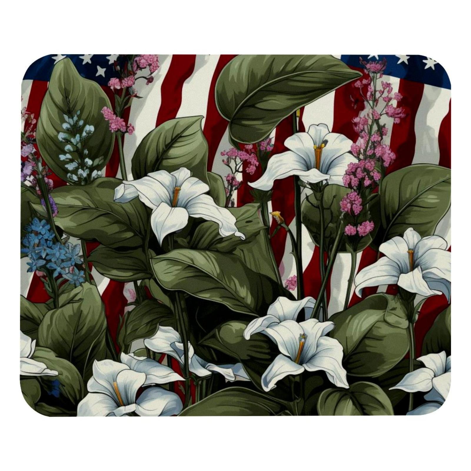 American Flag Plant Computer Mouse Pad,Rubber Mouse Mat for Gaming ...