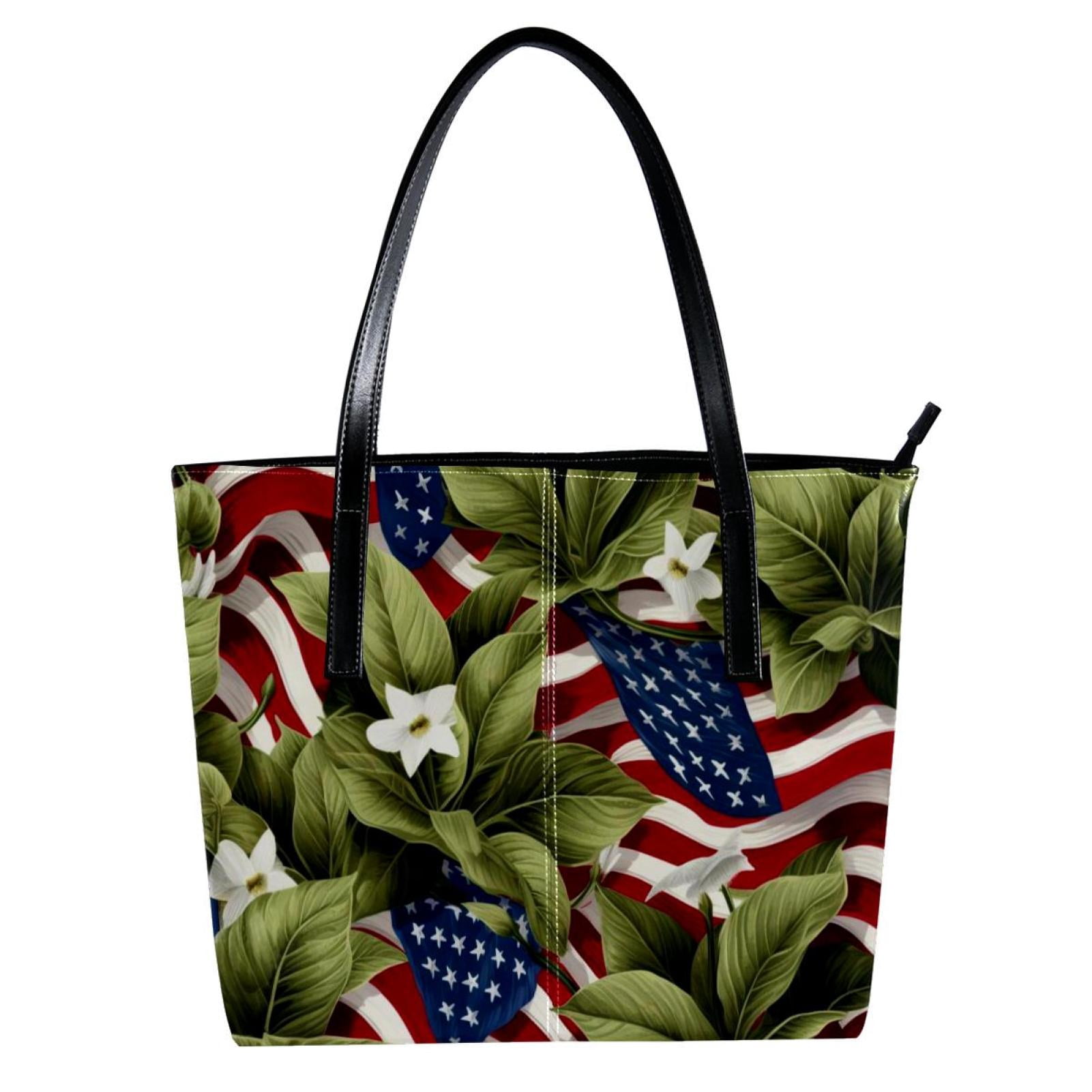 American Flag Plant Leather Stitching Handbag High Quality Fashion ...