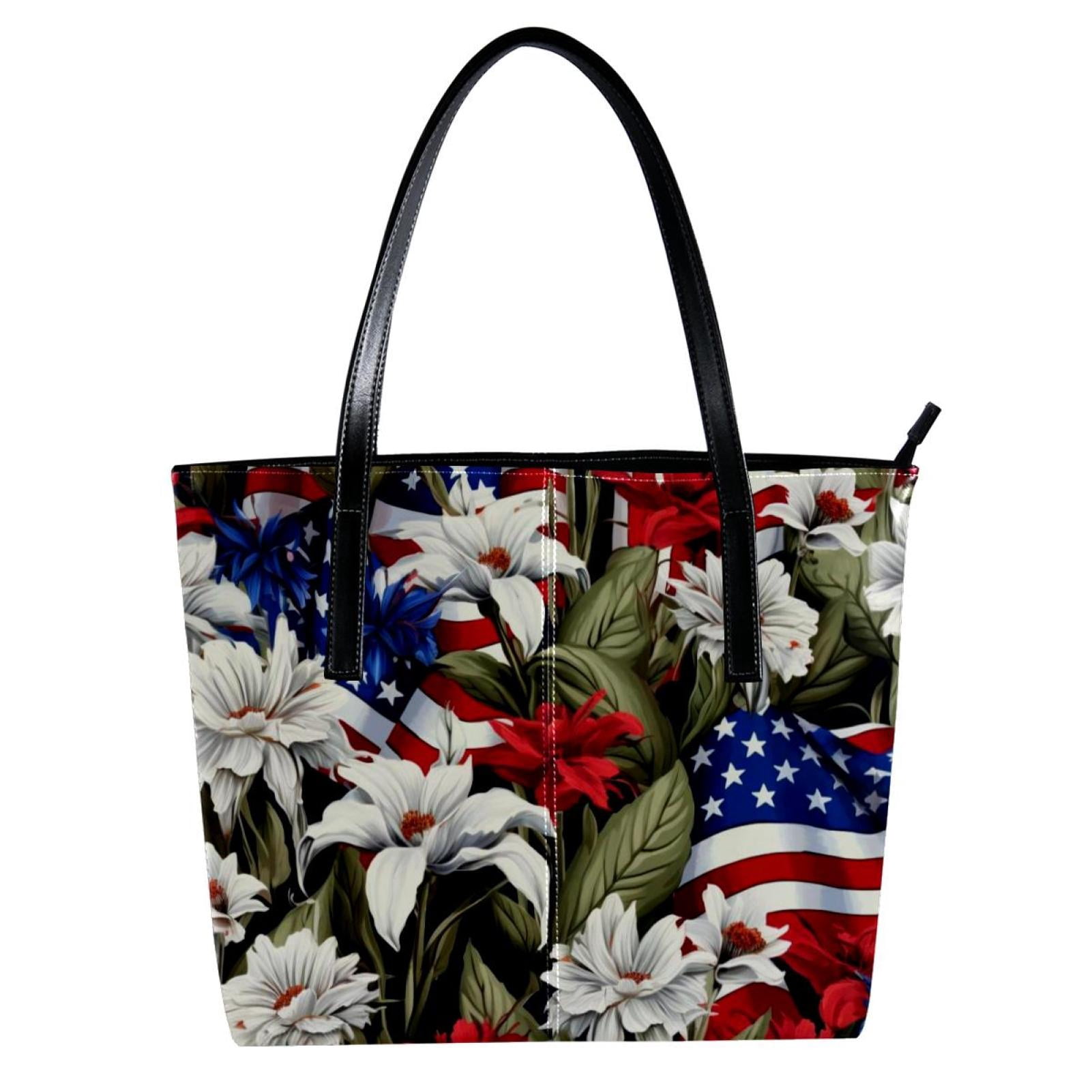 American Flag Plant Leather Stitching Handbag High Quality Fashion ...