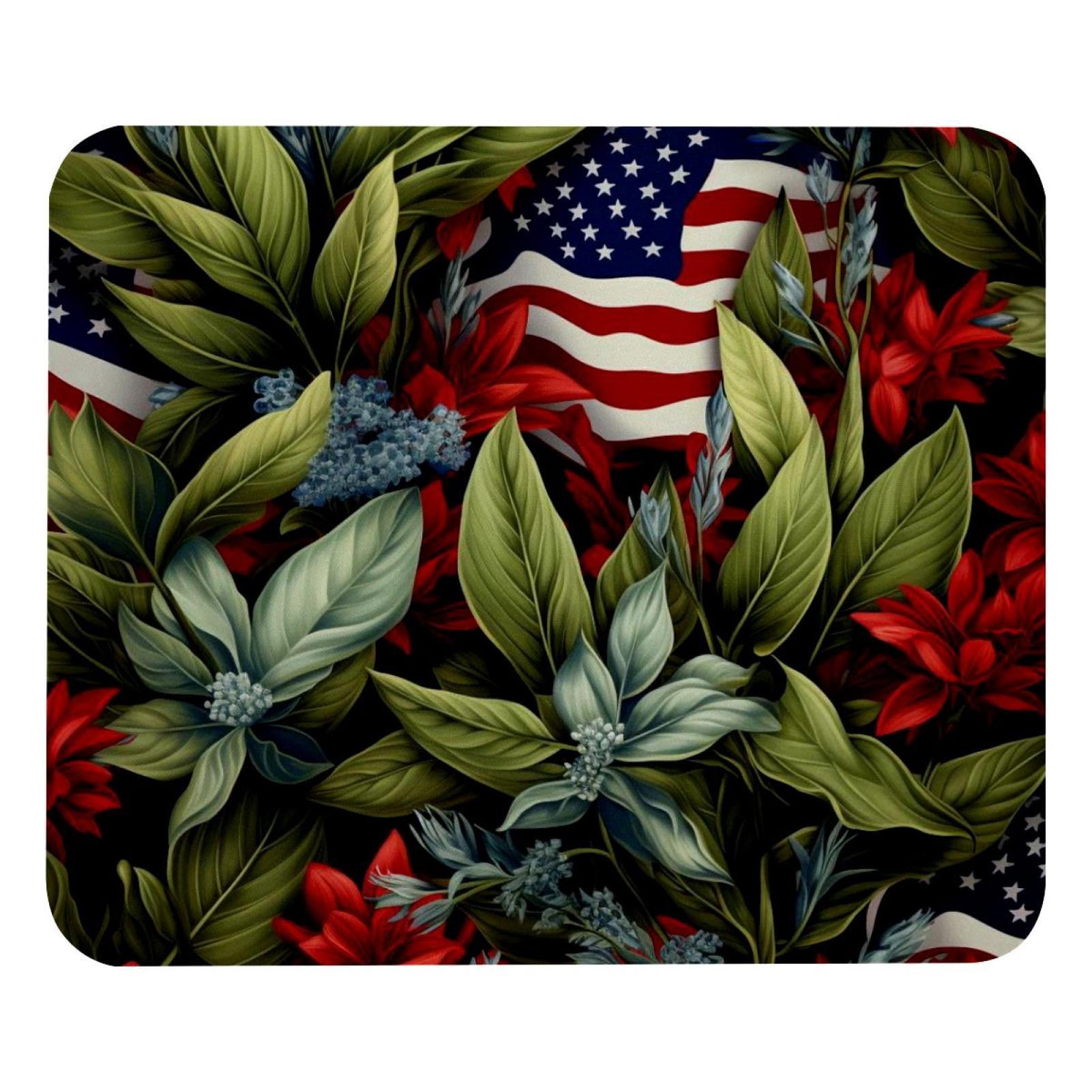 American Flag Plant Mouse Pad, Rubber Base Computer Mouse Pads for ...