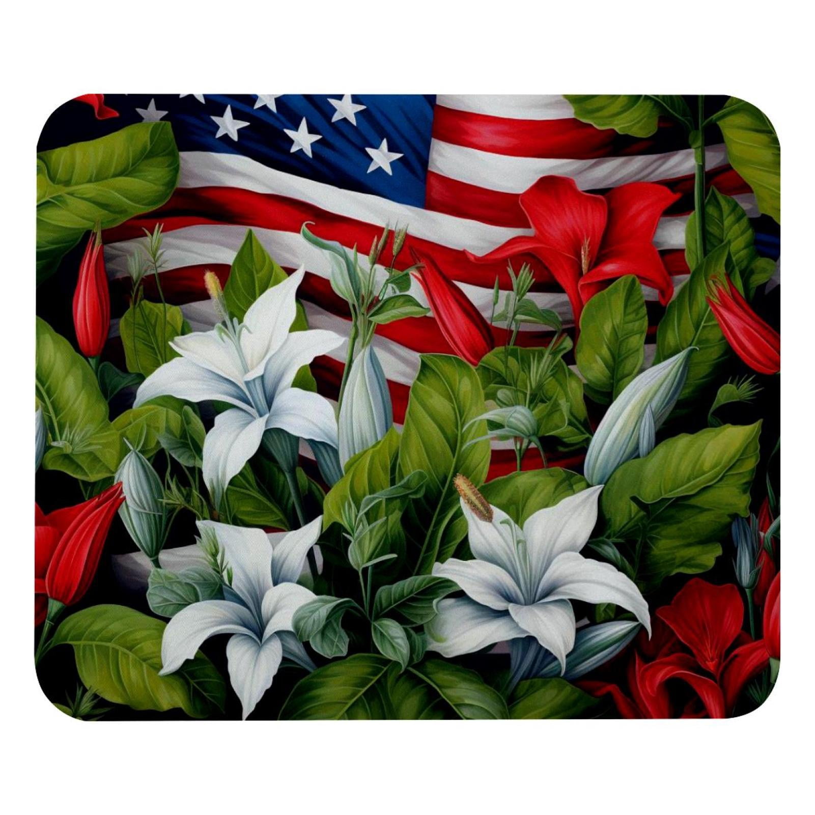 American Flag Plant Mouse Pad, Rubber Base Computer Mouse Pads for ...