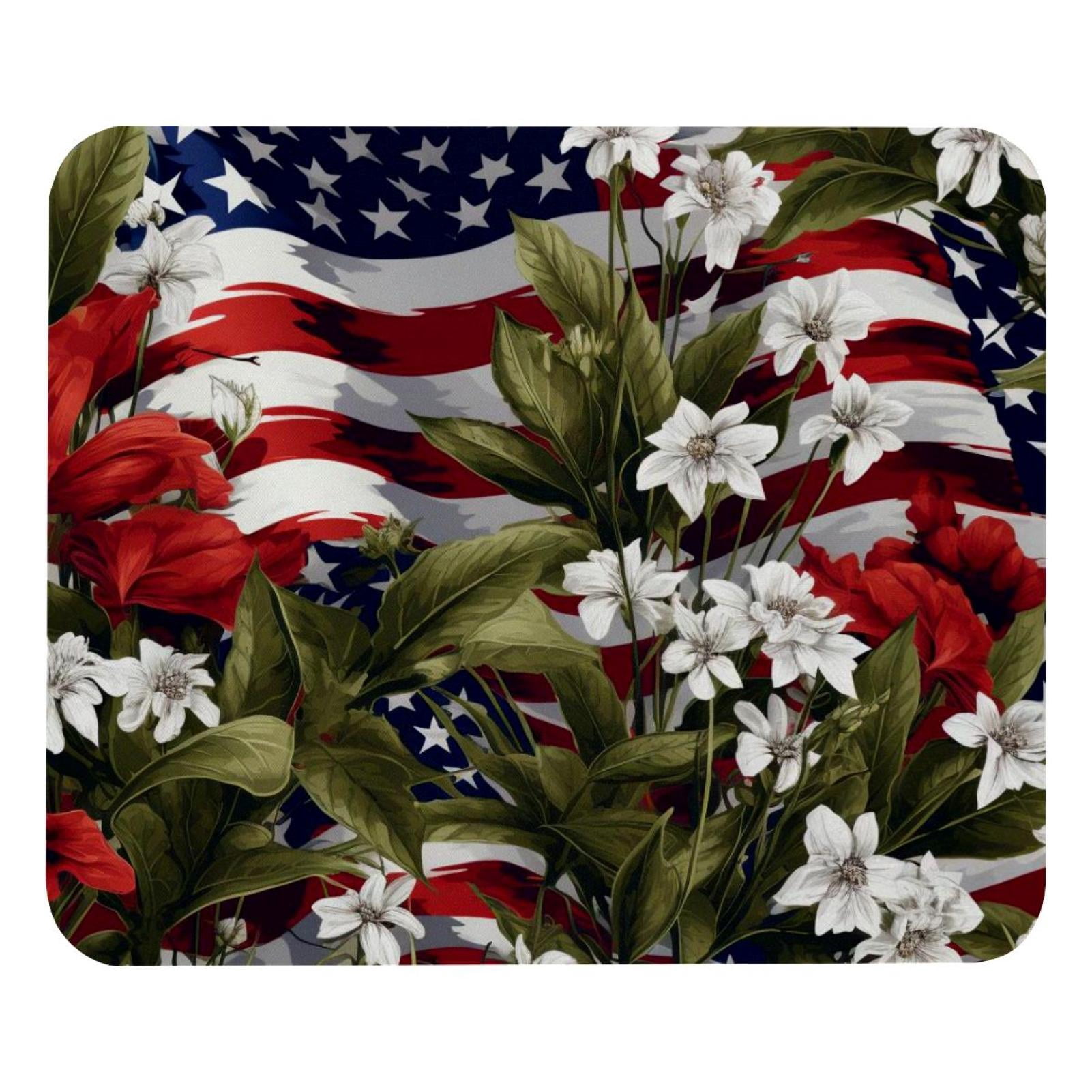 American Flag Plant Mouse Pad, Rubber Base Computer Mouse Pads for ...