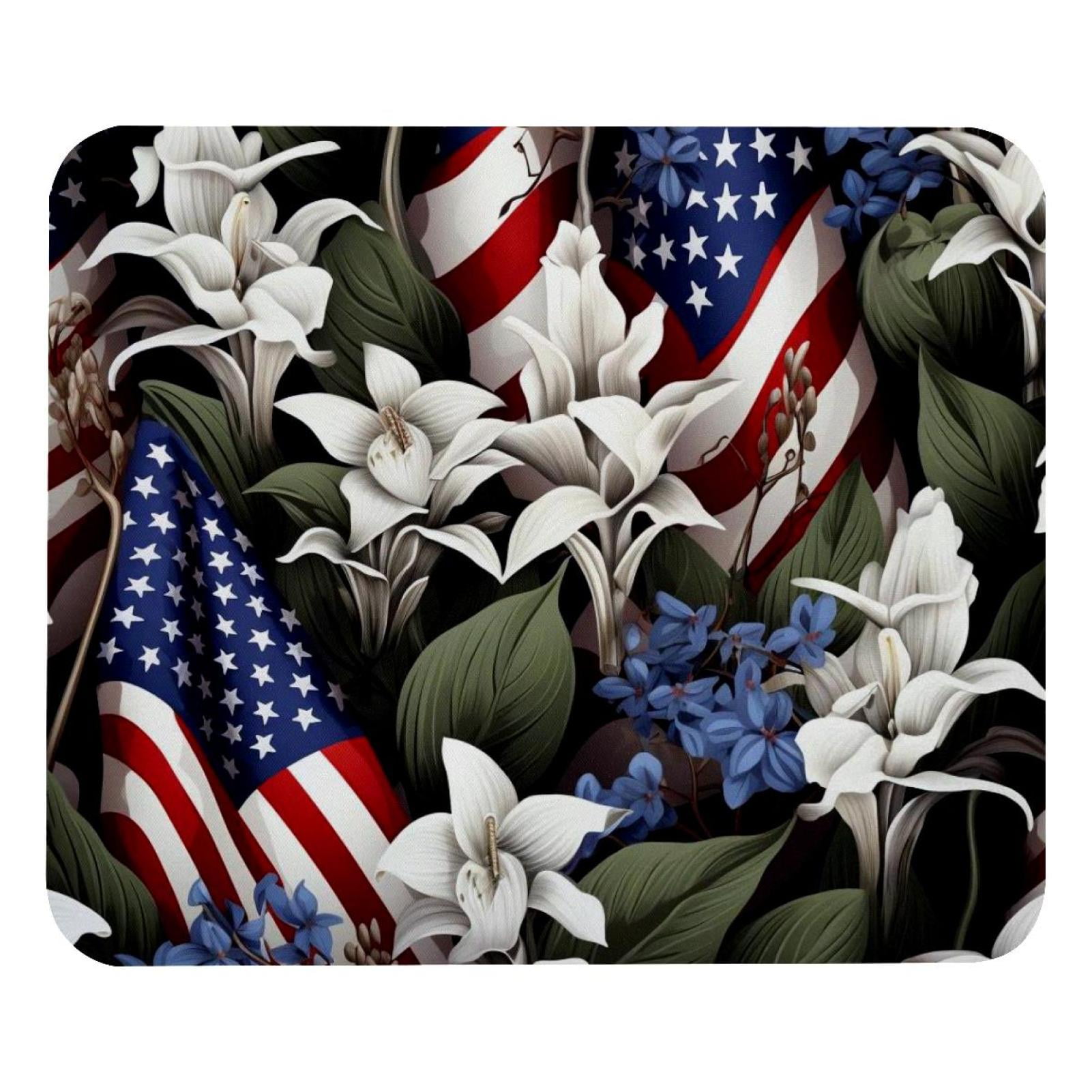 American Flag Plant Mouse Pad, Rubber Base Computer Mouse Pads for ...