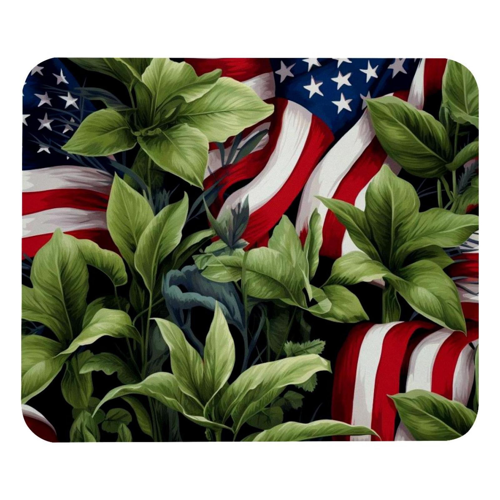 American Flag Plant Mouse Pad, Rubber Base Computer Mouse Pads for ...