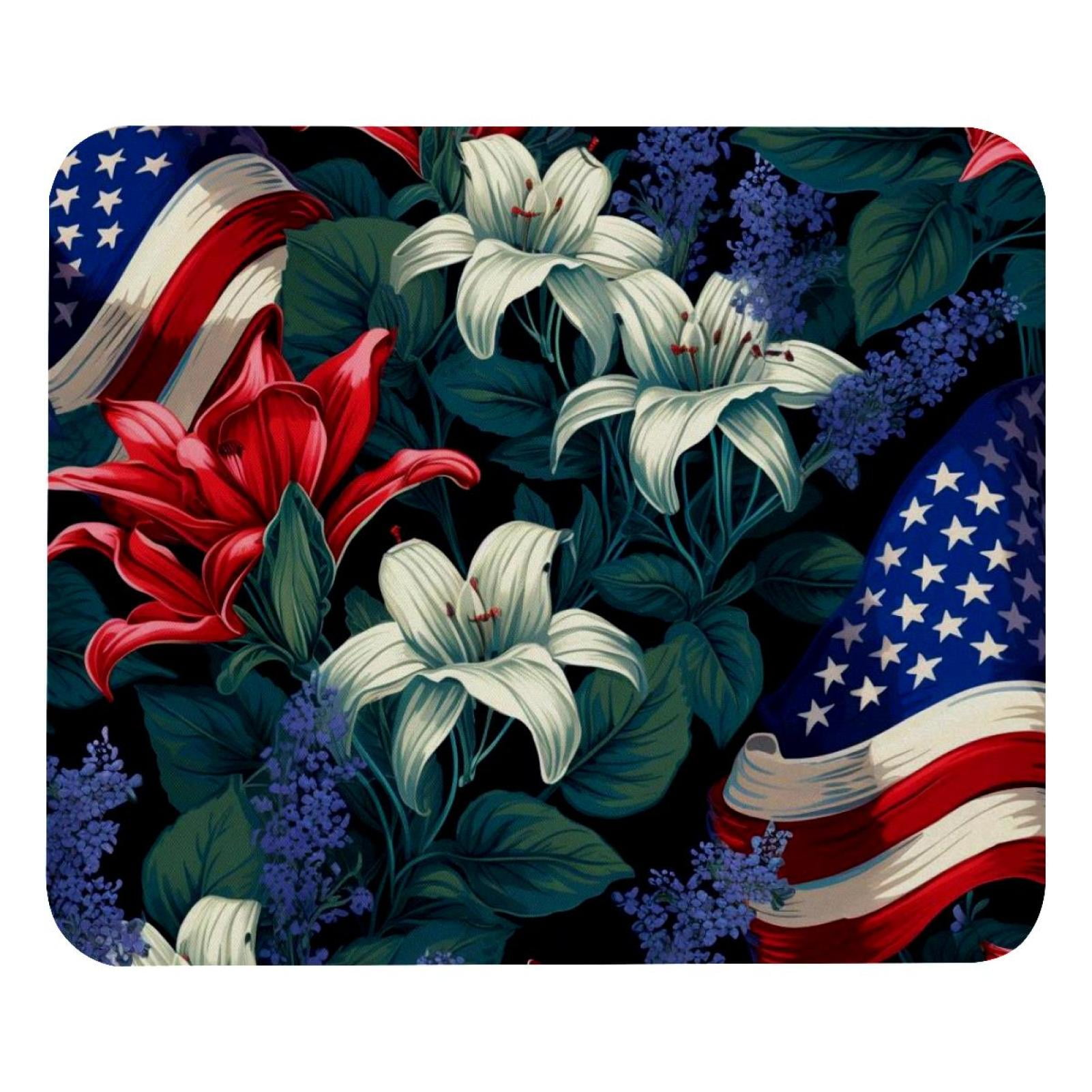 American Flag Plant Mouse Pad , Soft Cute Computer Mouse Mat with ...