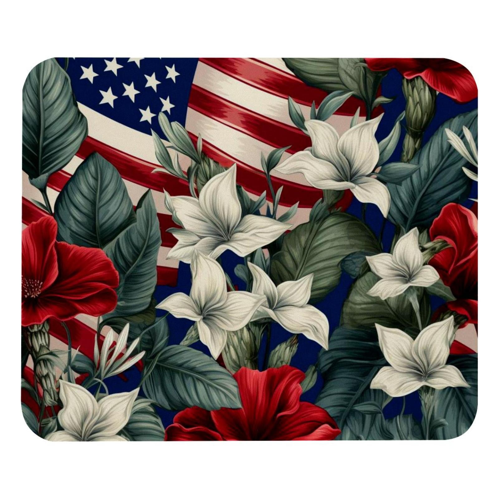 American Flag Plant Mouse Pad , Soft Cute Computer Mouse Mat with ...