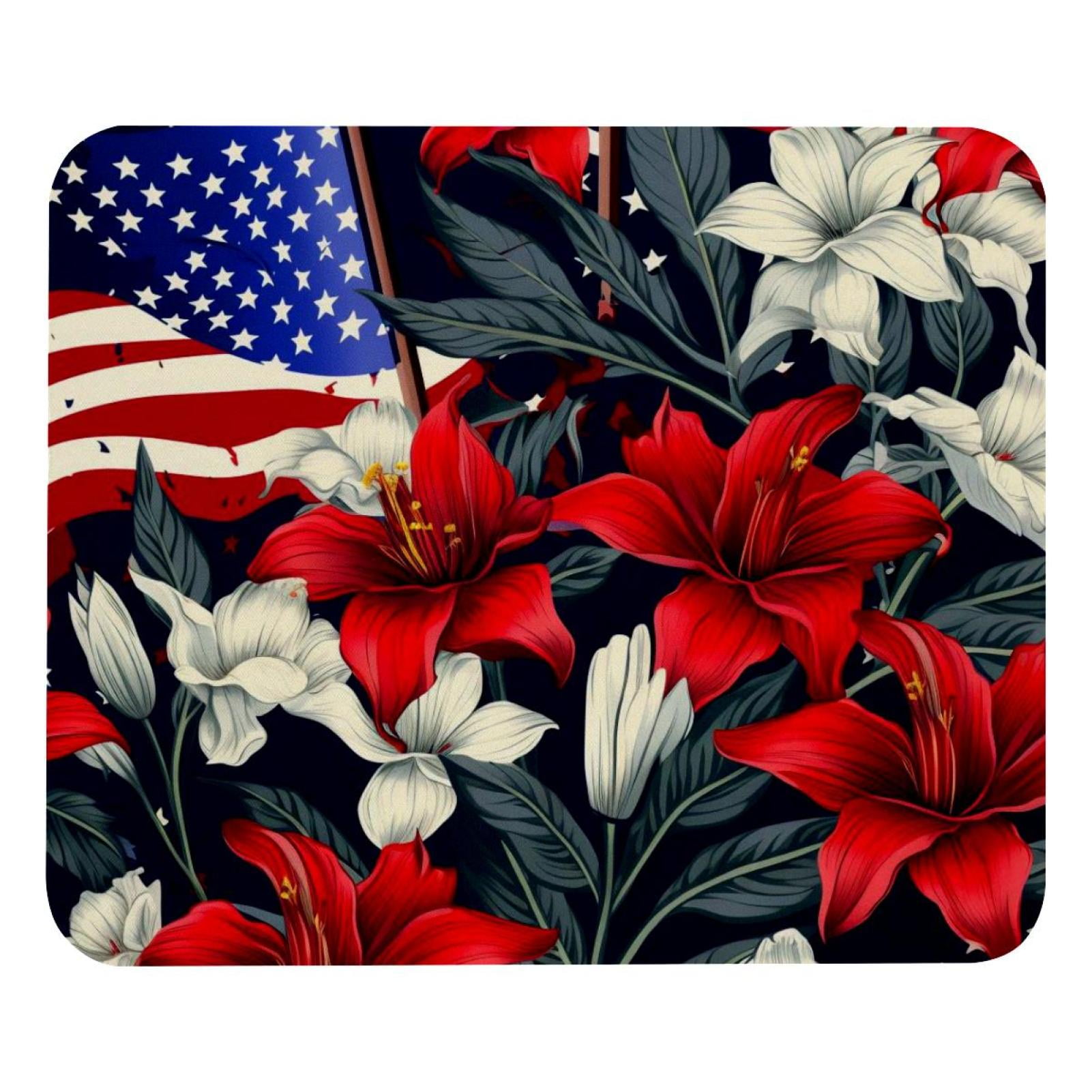 American Flag Plant Mouse Pad for Laptop Wireless Mouse Home Office ...