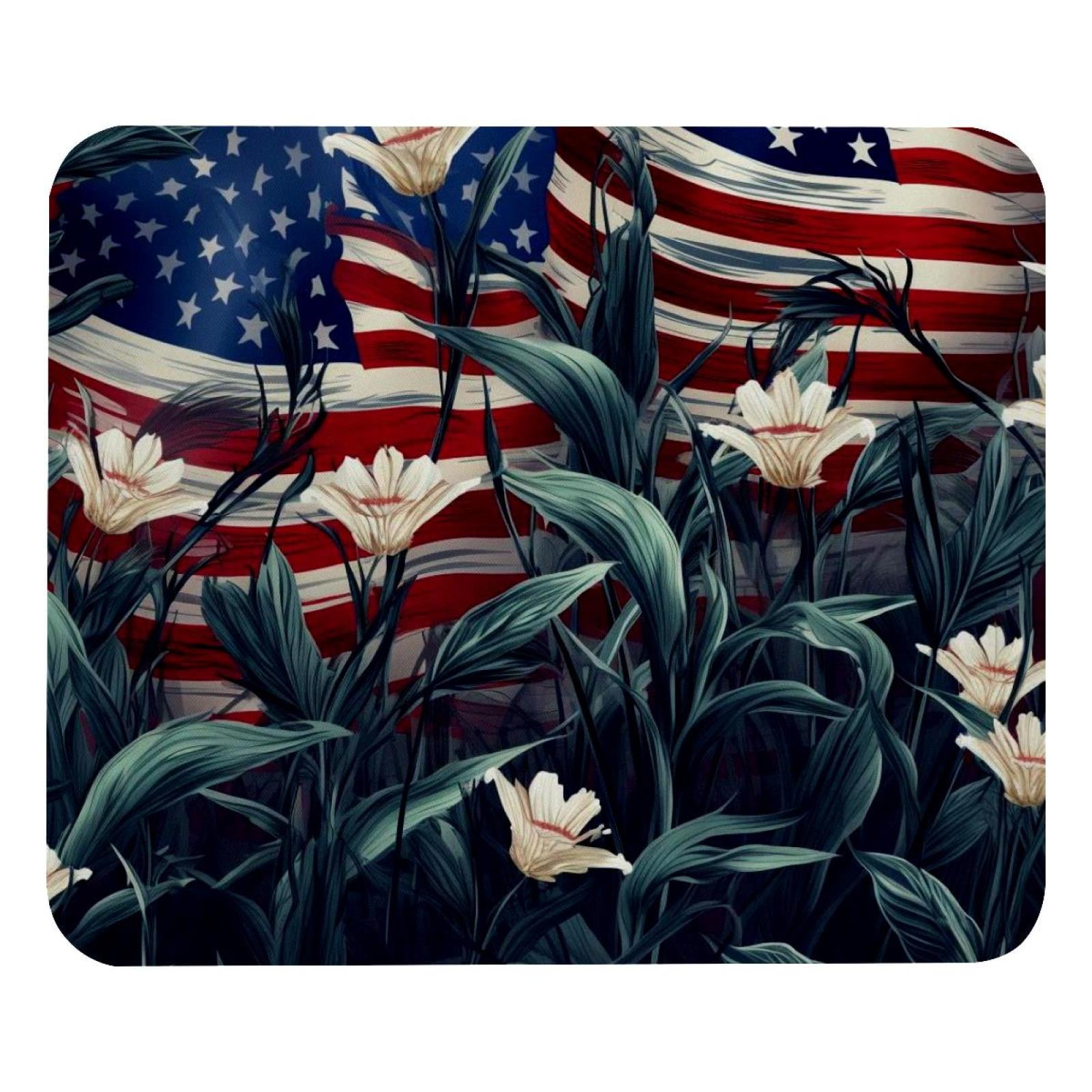 American Flag Plant Mouse Pad for Laptop Wireless Mouse Home Office ...