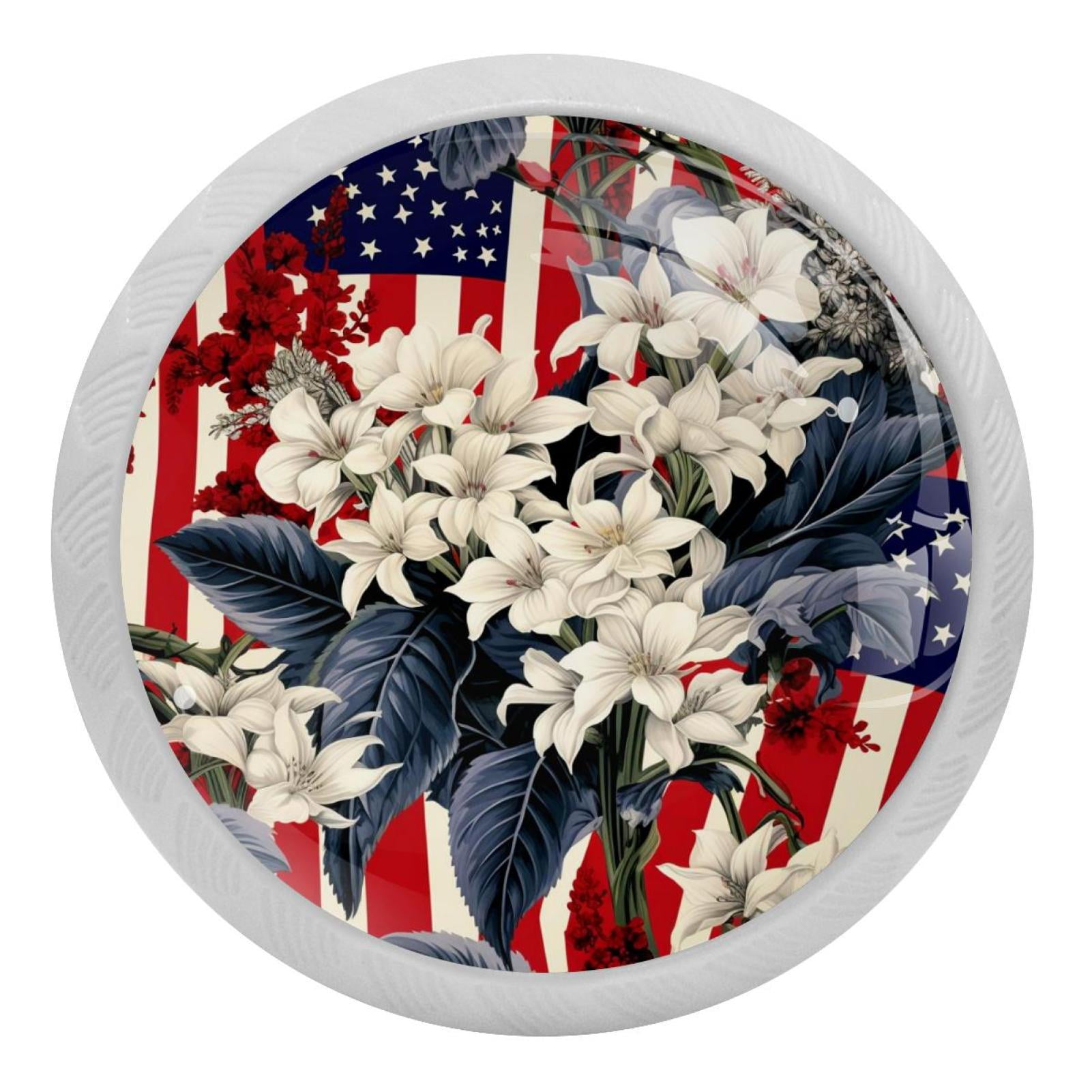 American Flag Plant Pattern 4PCS Cabinet Knobs Pulls Fluorescent Drawer ...